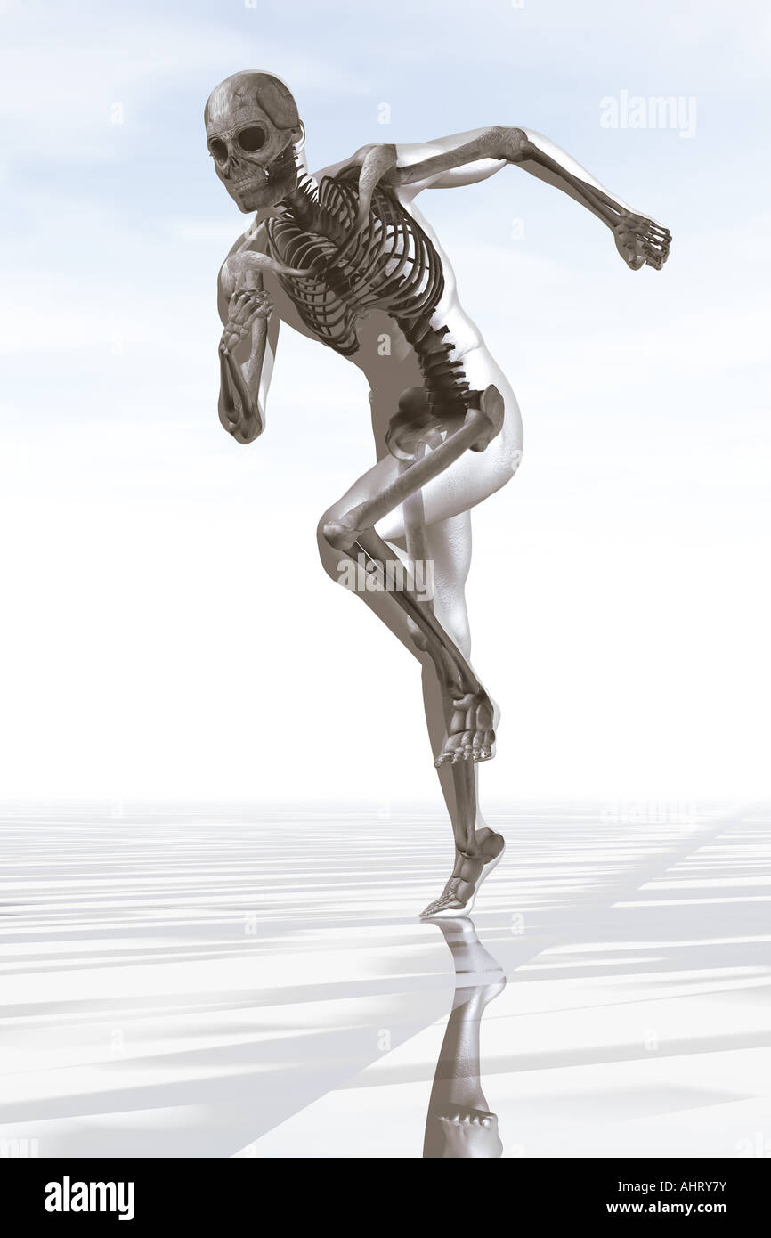 Runner with transparent body showing the skeleton Stock Photo - Alamy