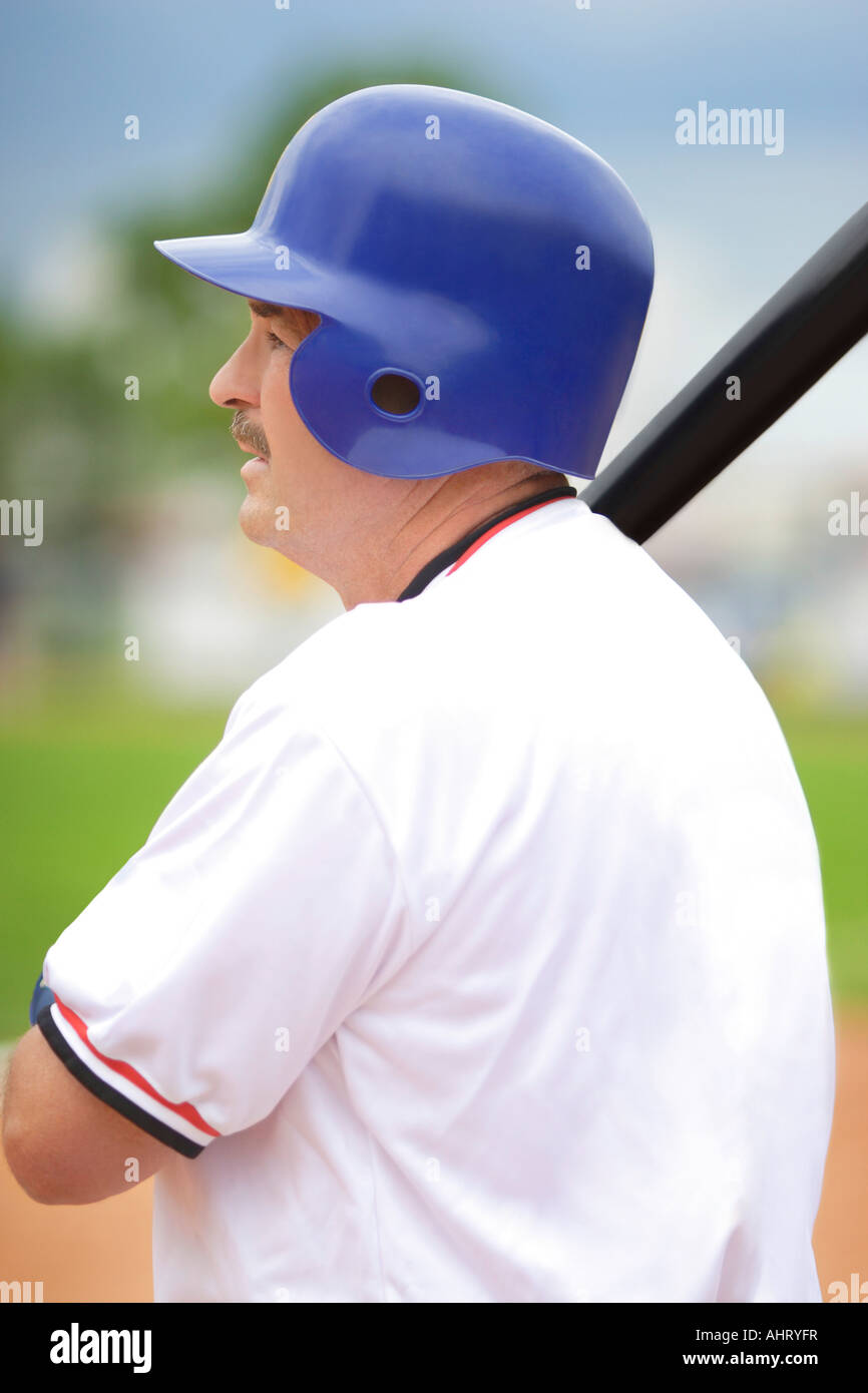Baseball player holding bat, ready to hit Stock Photo - Alamy