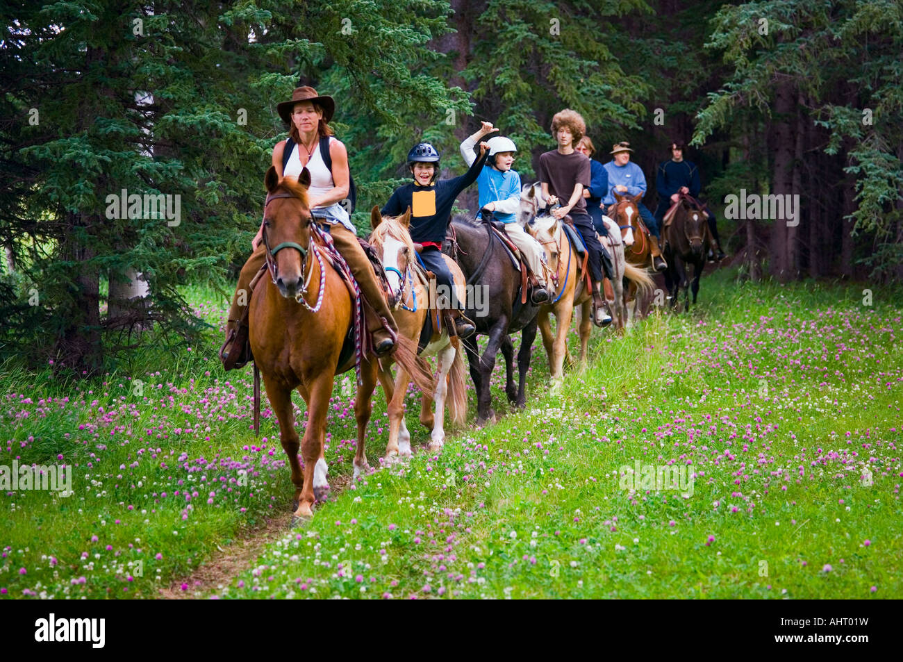 People on a trail ride Stock Photo - Alamy