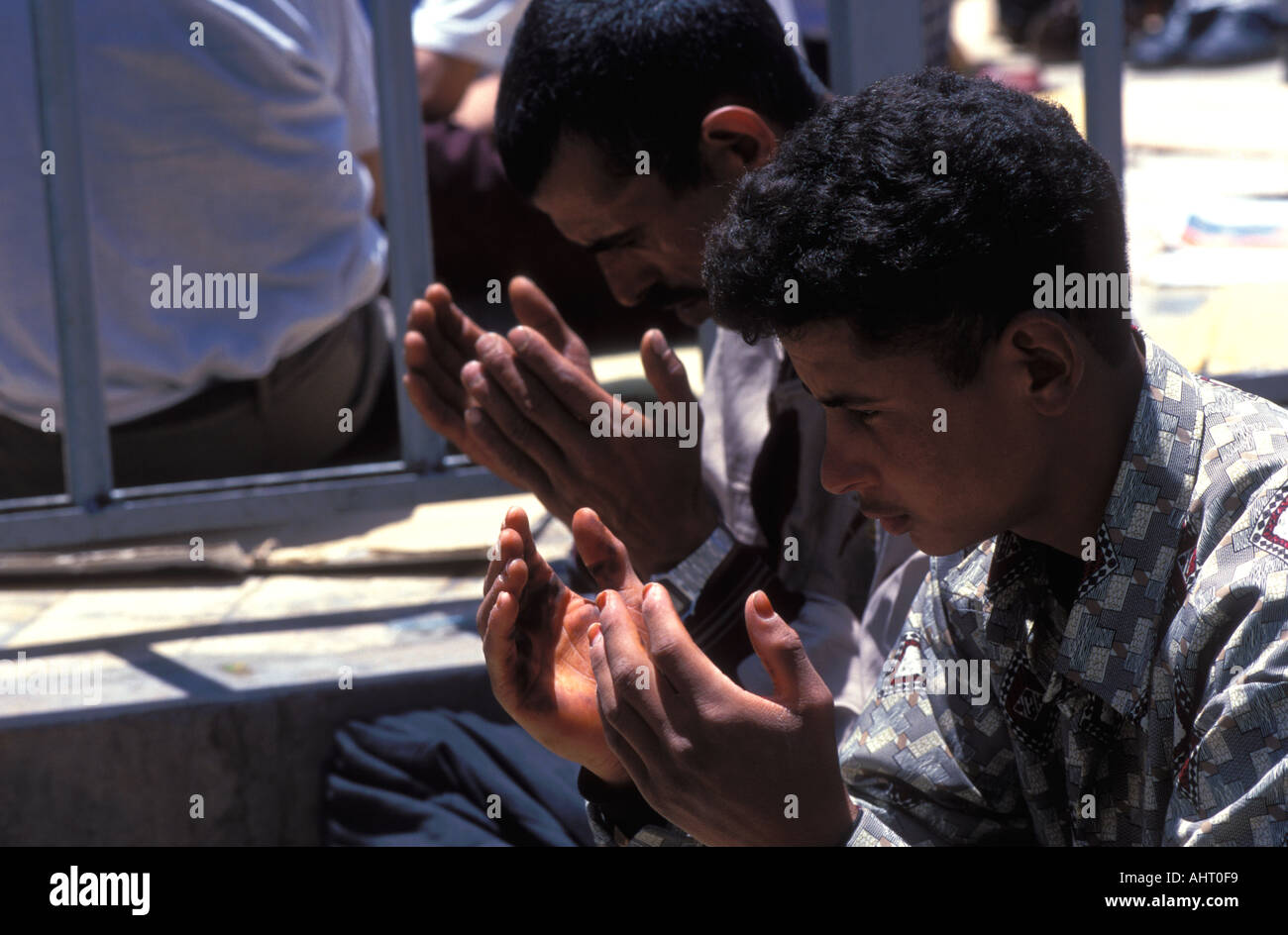 Jordanian Arabs at Friday prayers outside King Hussein Mosque Amman ...