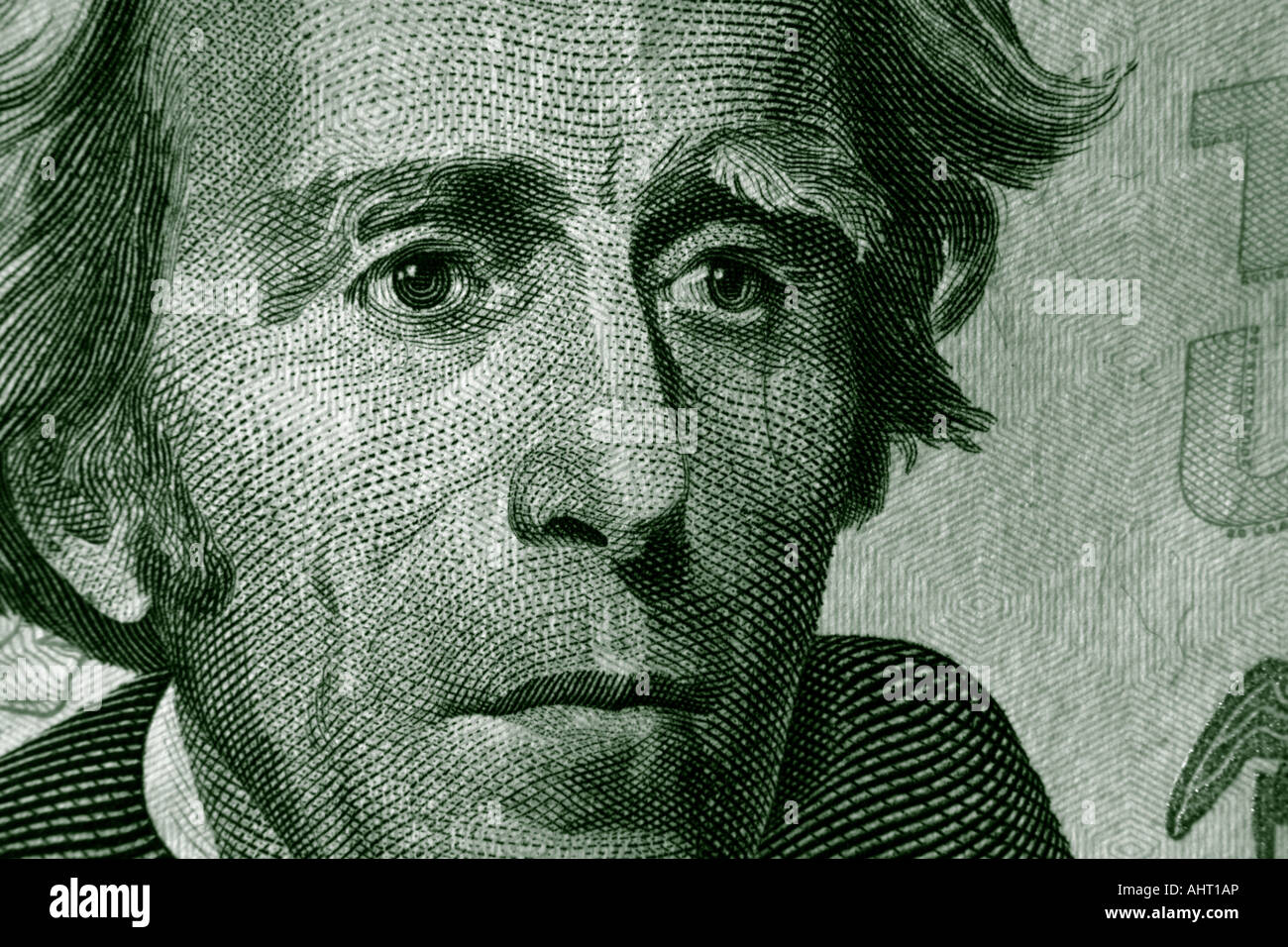 Andrew Jackson face on a twenty dollar bill from the United States ...