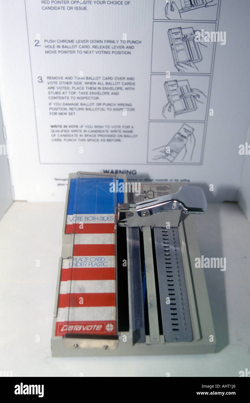 Close up of a voting booth and ballot machine with ballot CA Stock ...
