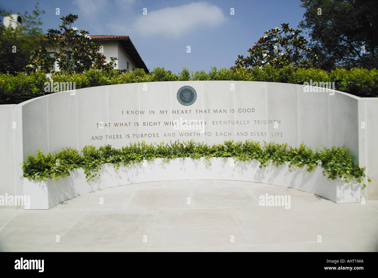 Memorial with Reagan quotation at the Ronald W Reagan Presidential ...