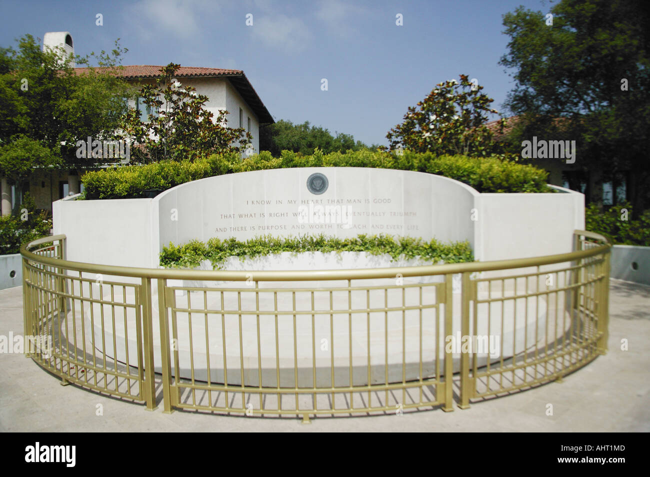 Memorial with Reagan quotation at the Ronald W Reagan Presidential ...