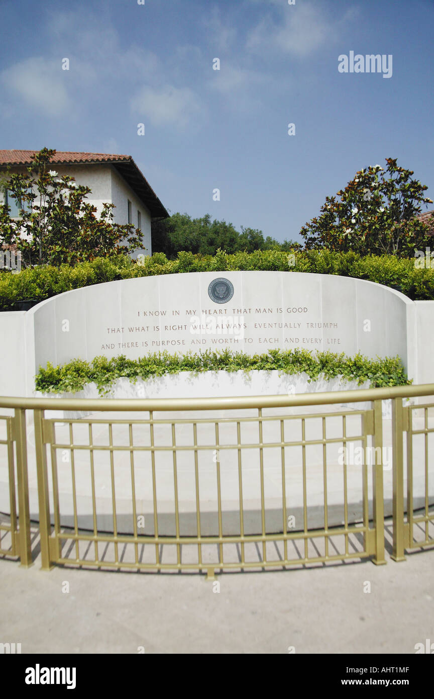 Memorial with Reagan quotation at the Ronald W Reagan Presidential ...