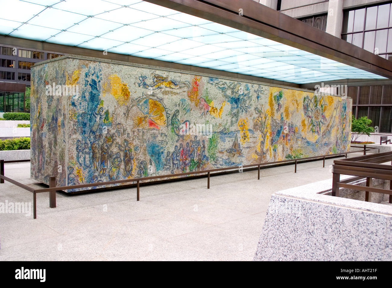 Marc Chagall Wall Four Seasons mosaic. Chicago Illinois IL USA Stock ...