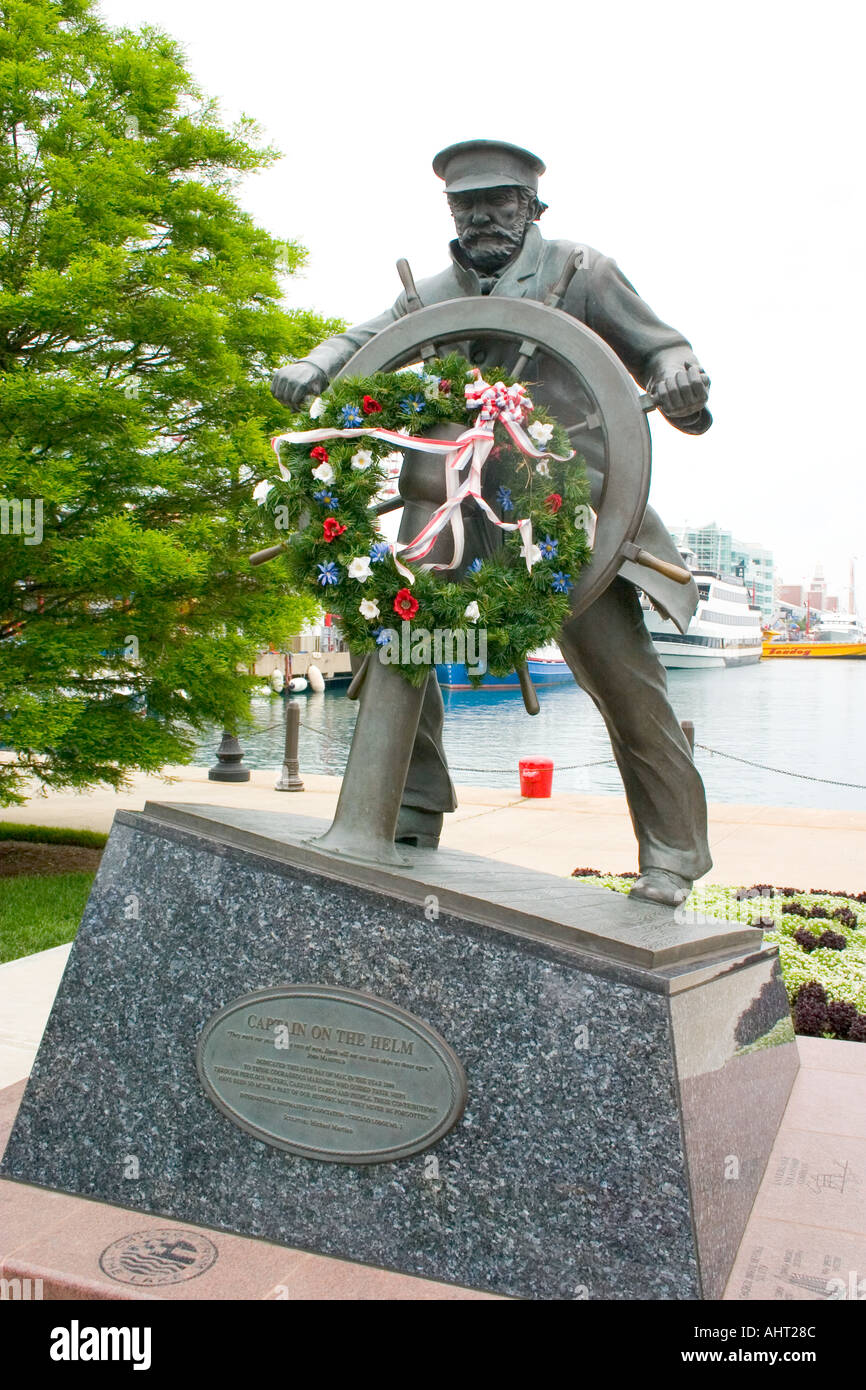 Statue of a Captain at the Helm at Navy Pier. Chicago Illinois IL USA ...