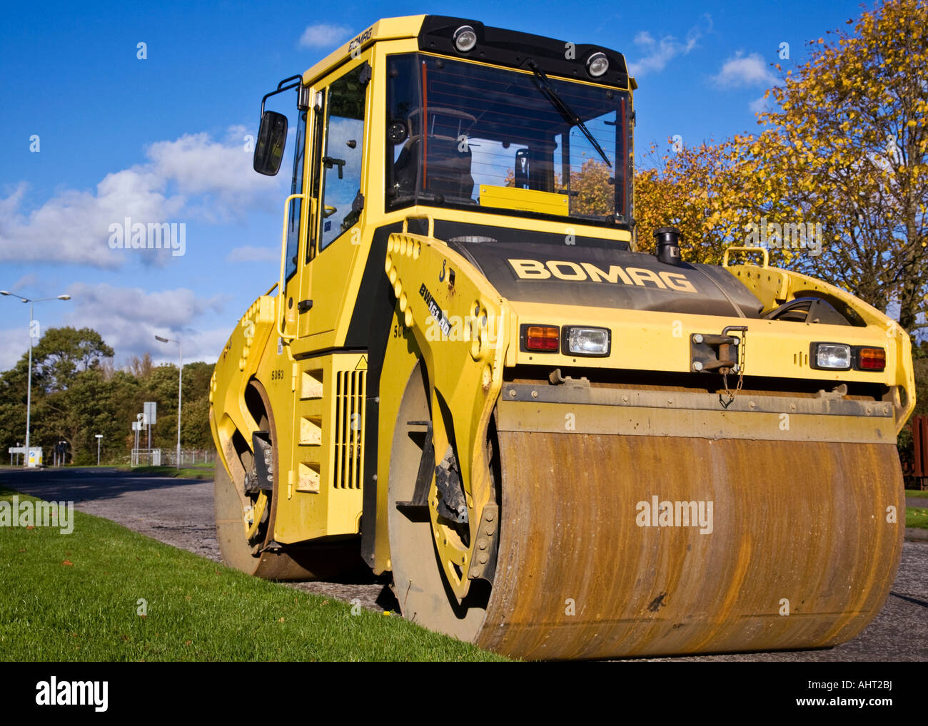 Bomag road roller heavy equipment used to repair and surface highways ...
