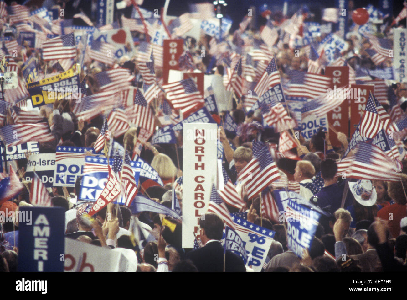 Delegates and campaign signs at the Republican National Convention in ...