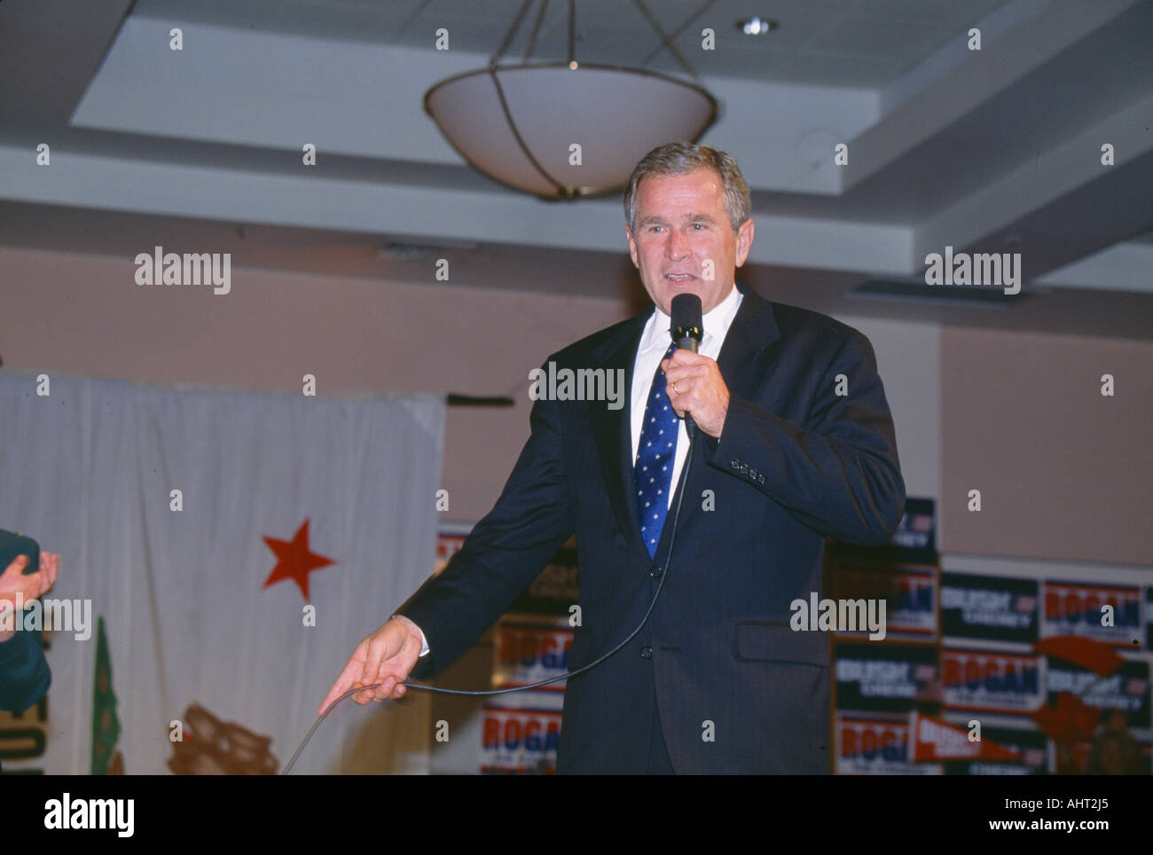 George W Bush speaking at campaign rally Burbank CA in 2000 Stock Photo ...