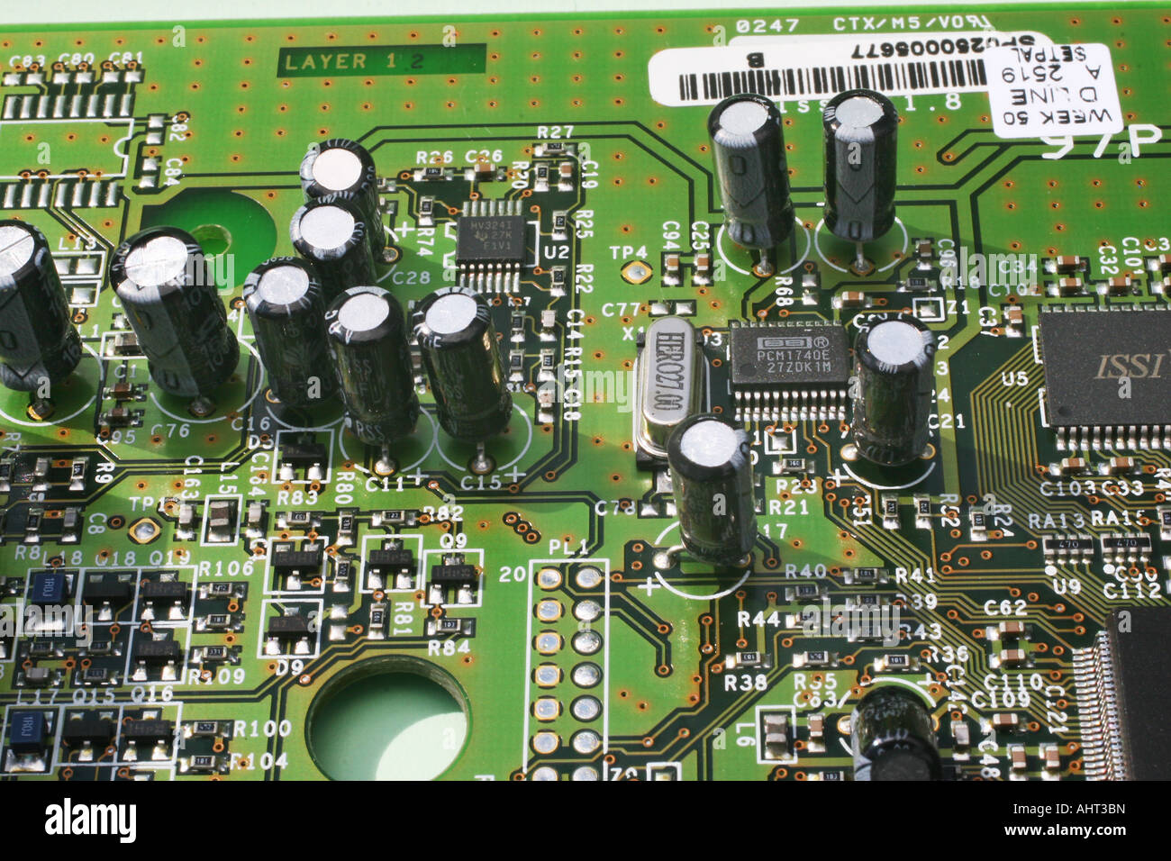 Components in close up on electronic circuit board Stock Photo - Alamy