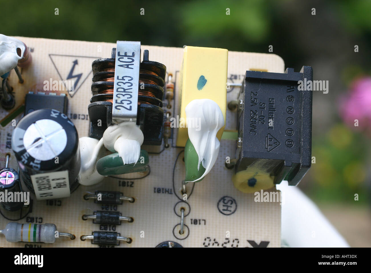 Components on an electronic circuit board in close up Stock Photo - Alamy