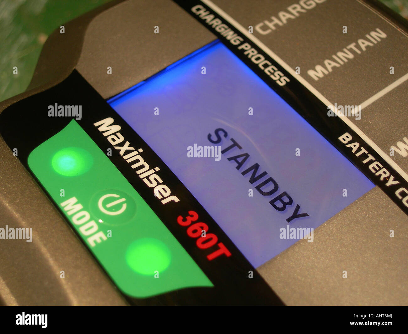Standby screen on trickle car or motor cycle battery charger Stock ...