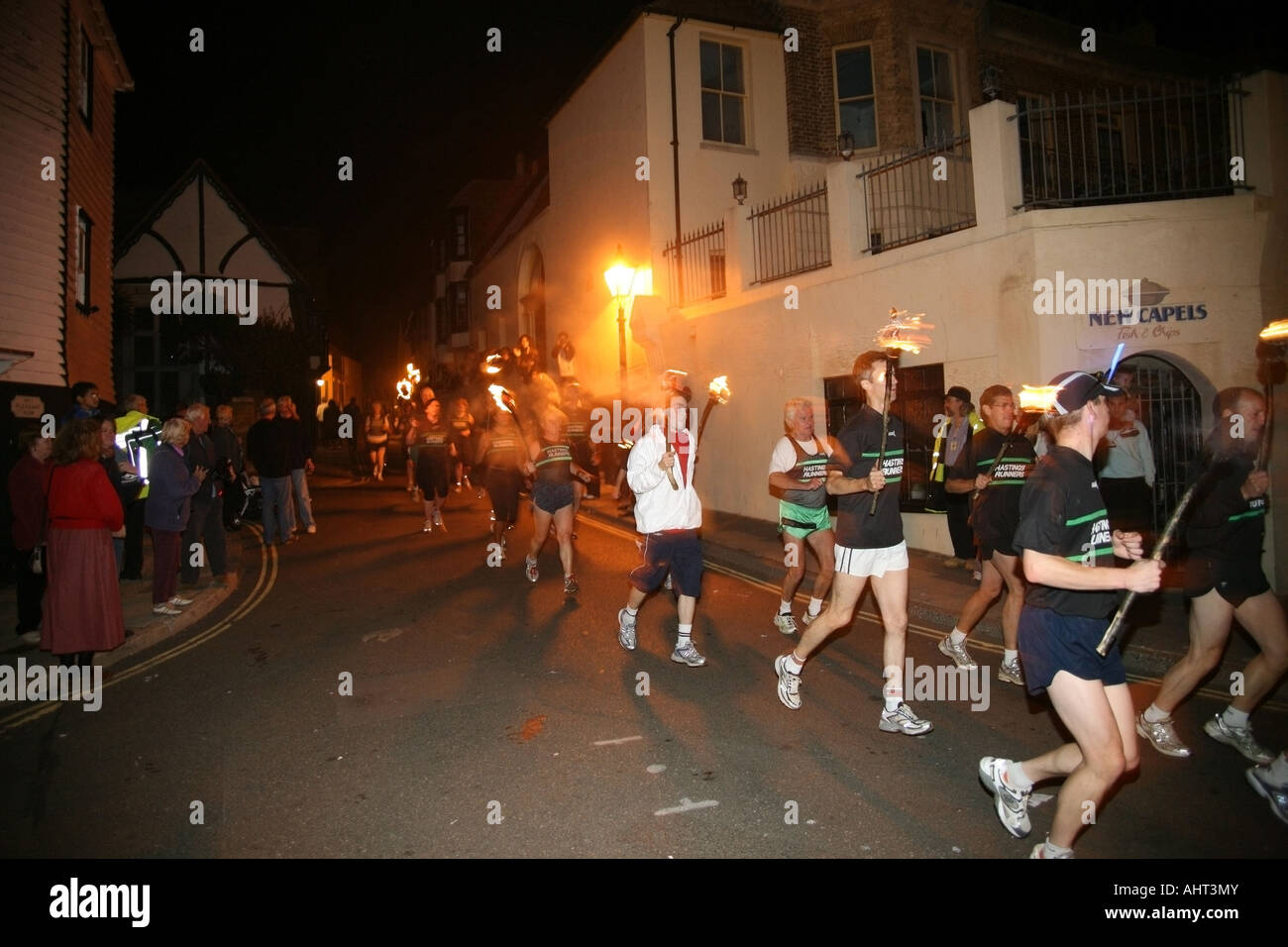 Torchlit procession during the Hastings bonfire celebrations Stock ...