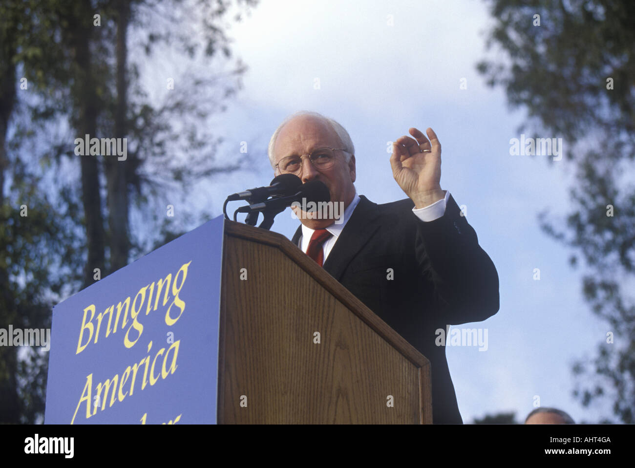 Dick Cheney at a Bush Cheney campaign rally in Costa Mesa CA 2000 Stock ...