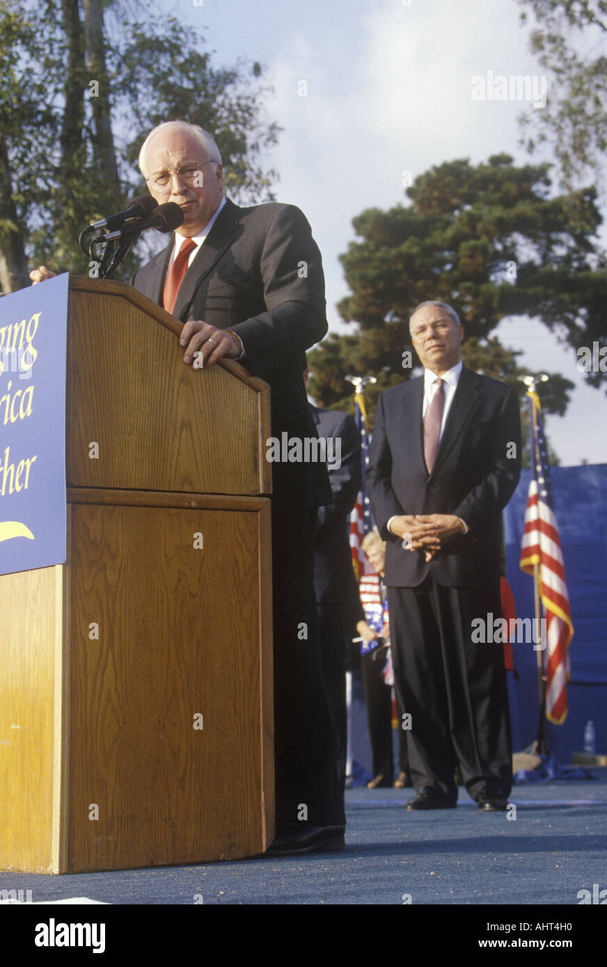 Dick Cheney and Colin Powell at a Bush Cheney campaign rally in Costa ...
