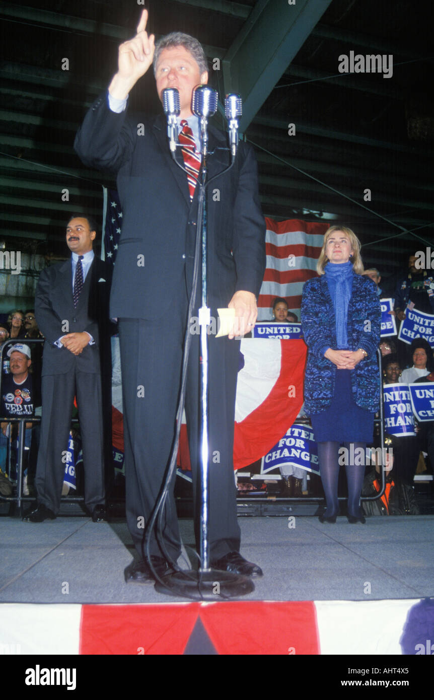 Governor Bill Clinton speaks at a Michigan campaign rally in 1992 on ...
