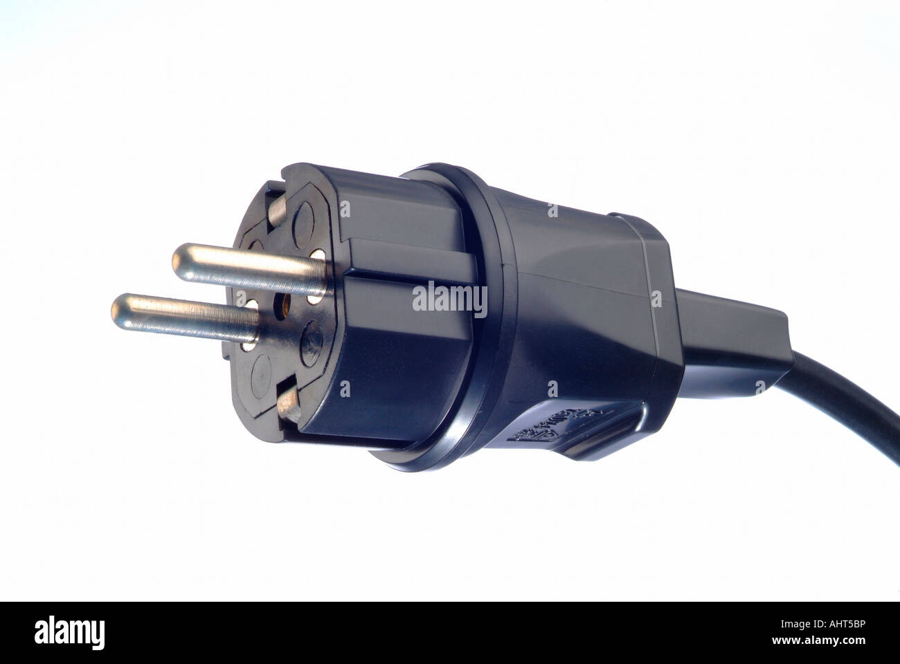 Black plug on white background Stock Photo - Alamy