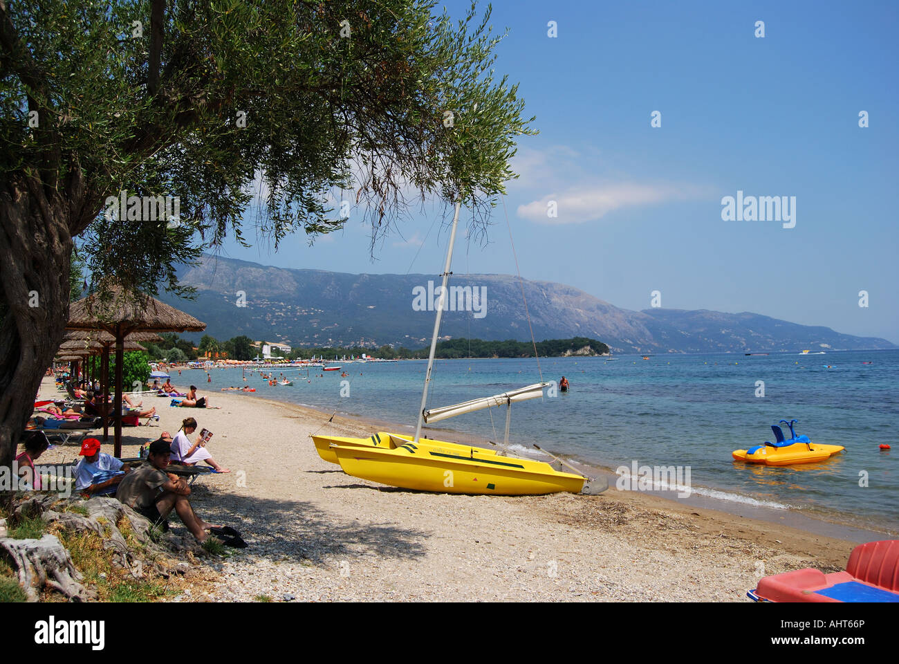 Dassia Beach, Dassia, Corfu, Ionian Islands, Greece Stock Photo - Alamy