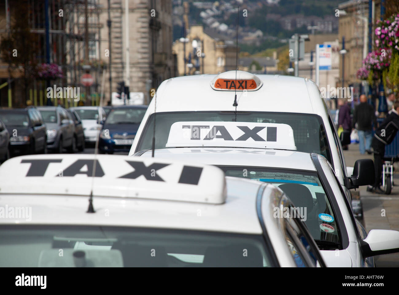 taxi rank in Huddersfield England Stock Photo - Alamy