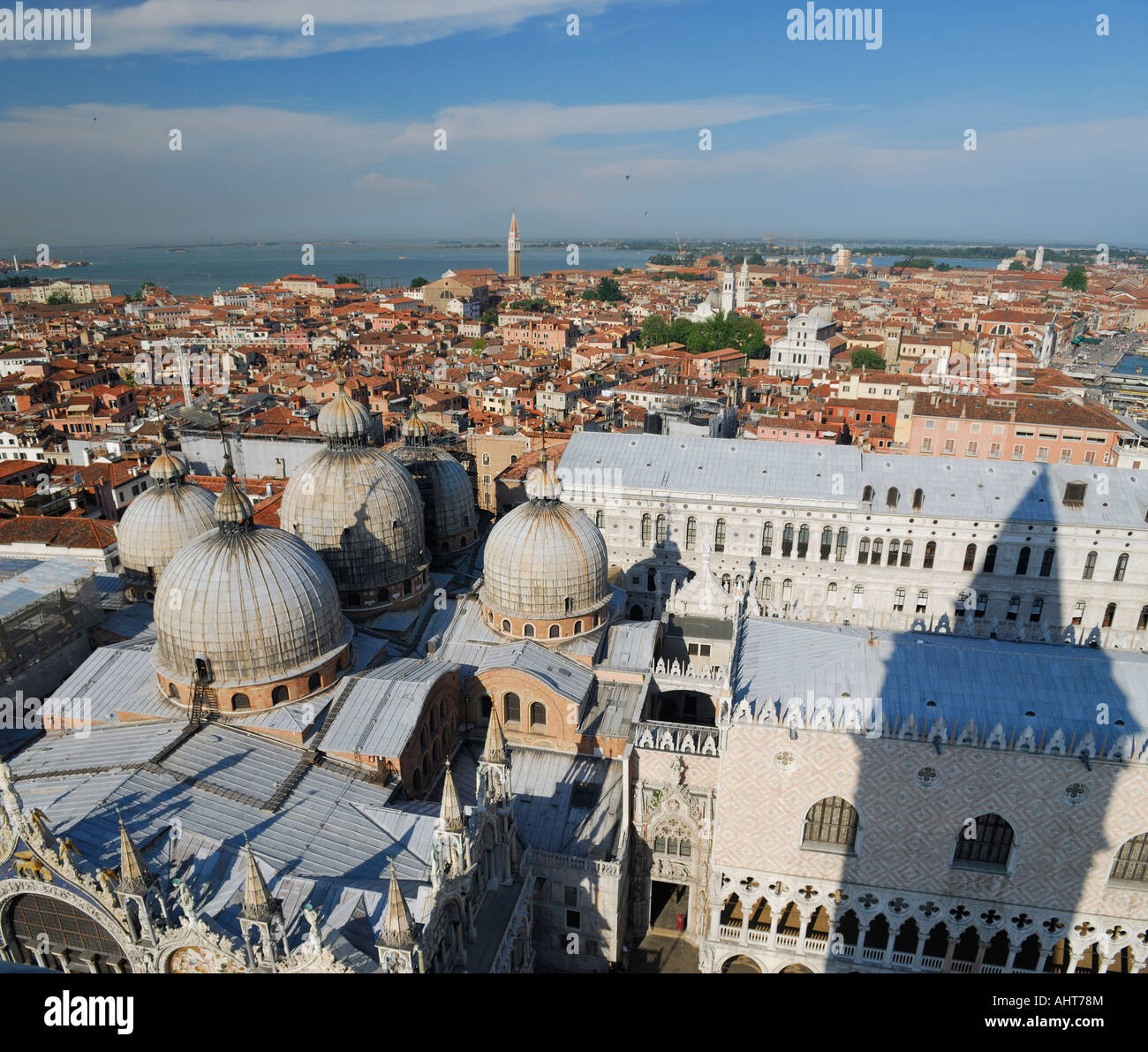 Overview of Venice cityscape from St Marks Campanile overlooking the ...