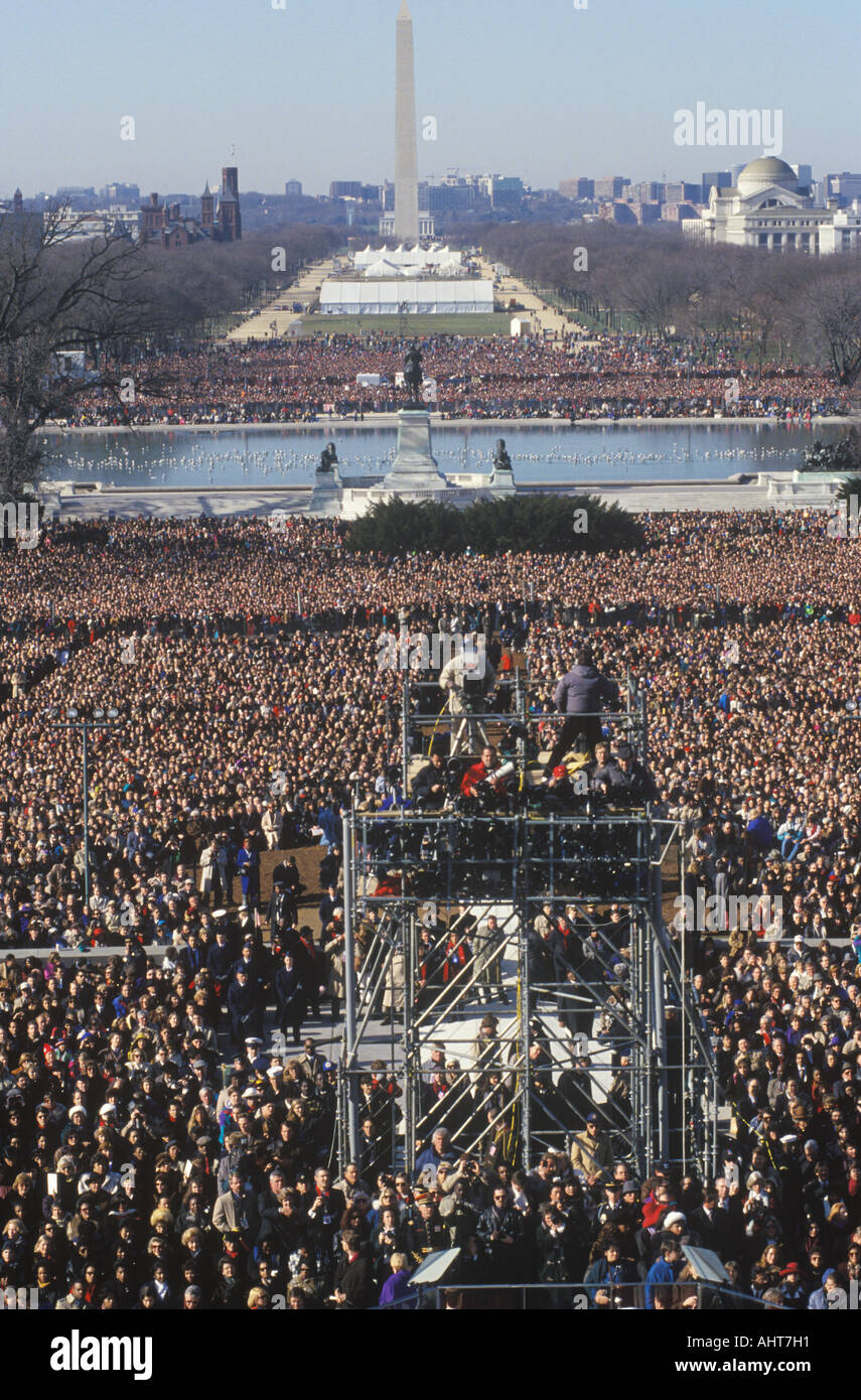 Camera stands and crowd on Bill Clinton s Inauguration Day January 20 ...