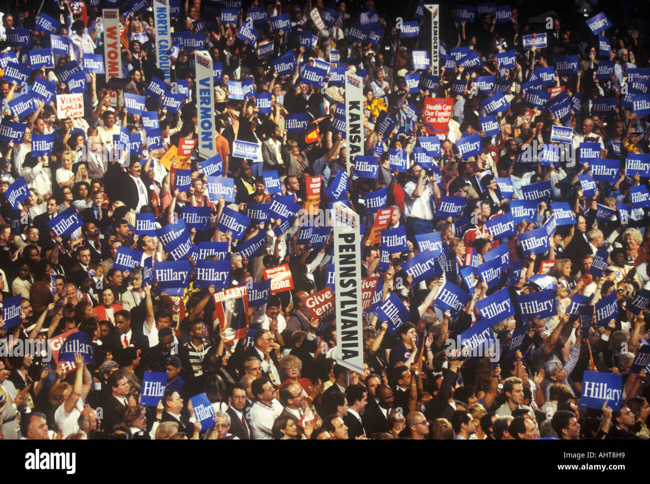 State delegations and signs at the 2000 Democratic Convention at the ...