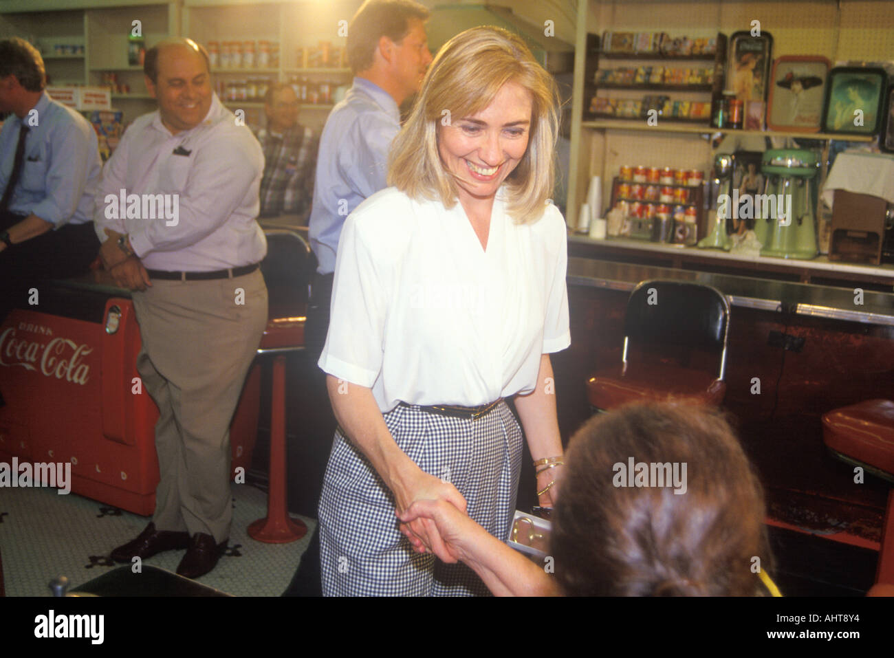 Hillary Rodham Clinton meets town s people at Dee s Restaurant during ...