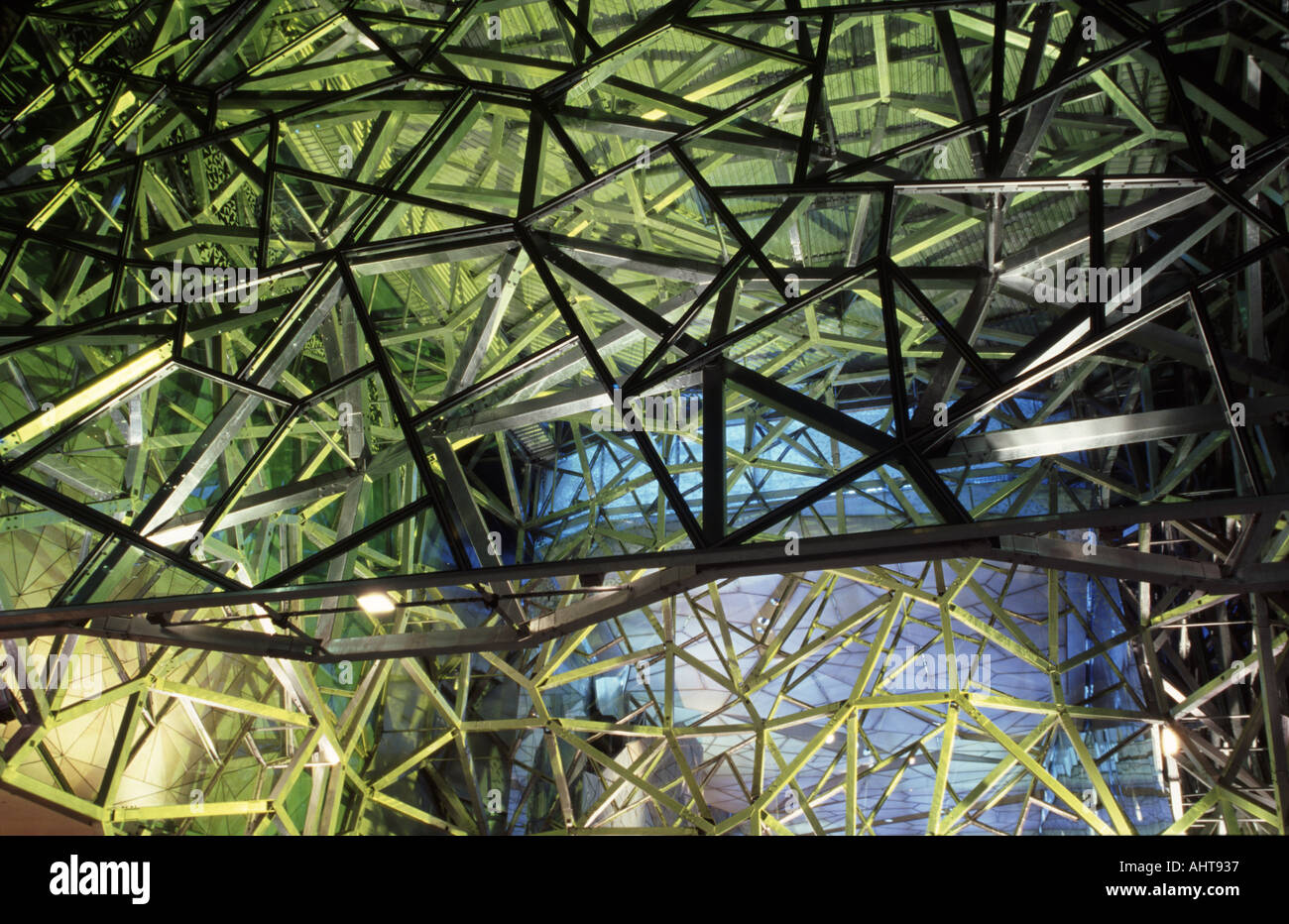 Modern building at night in Federation Square Melbourne Stock Photo - Alamy