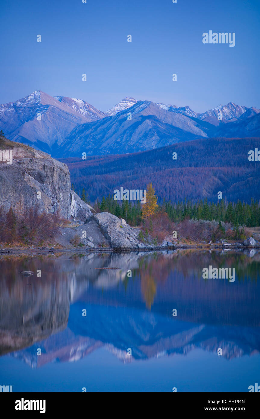 Fall evening mountain reflection in water Stock Photo - Alamy