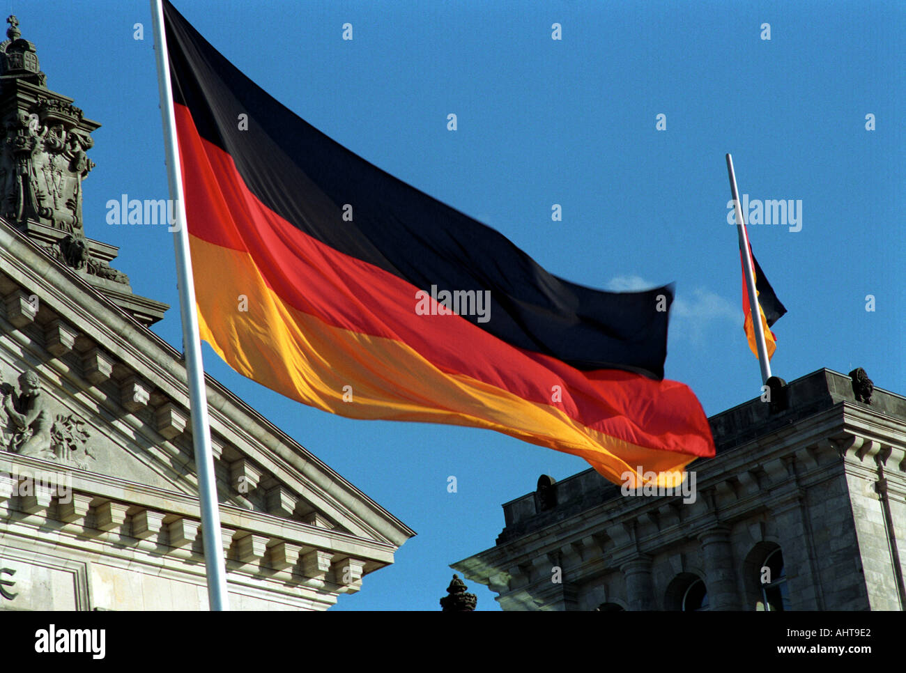 German Flag in front of Reichstag Stock Photo - Alamy