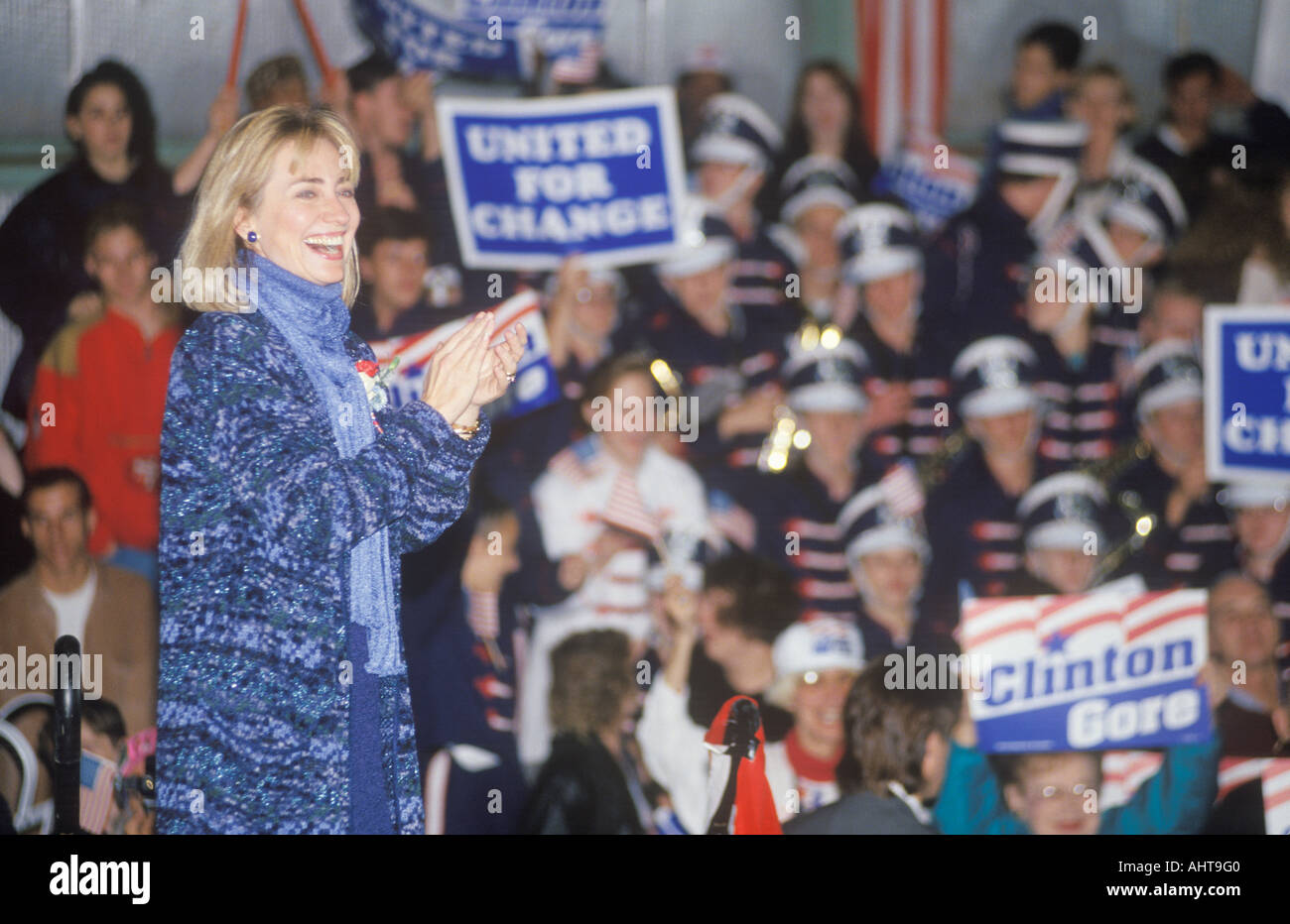 Hillary Rodham Clinton at a Michigan campaign rally in 1992 on Bill ...