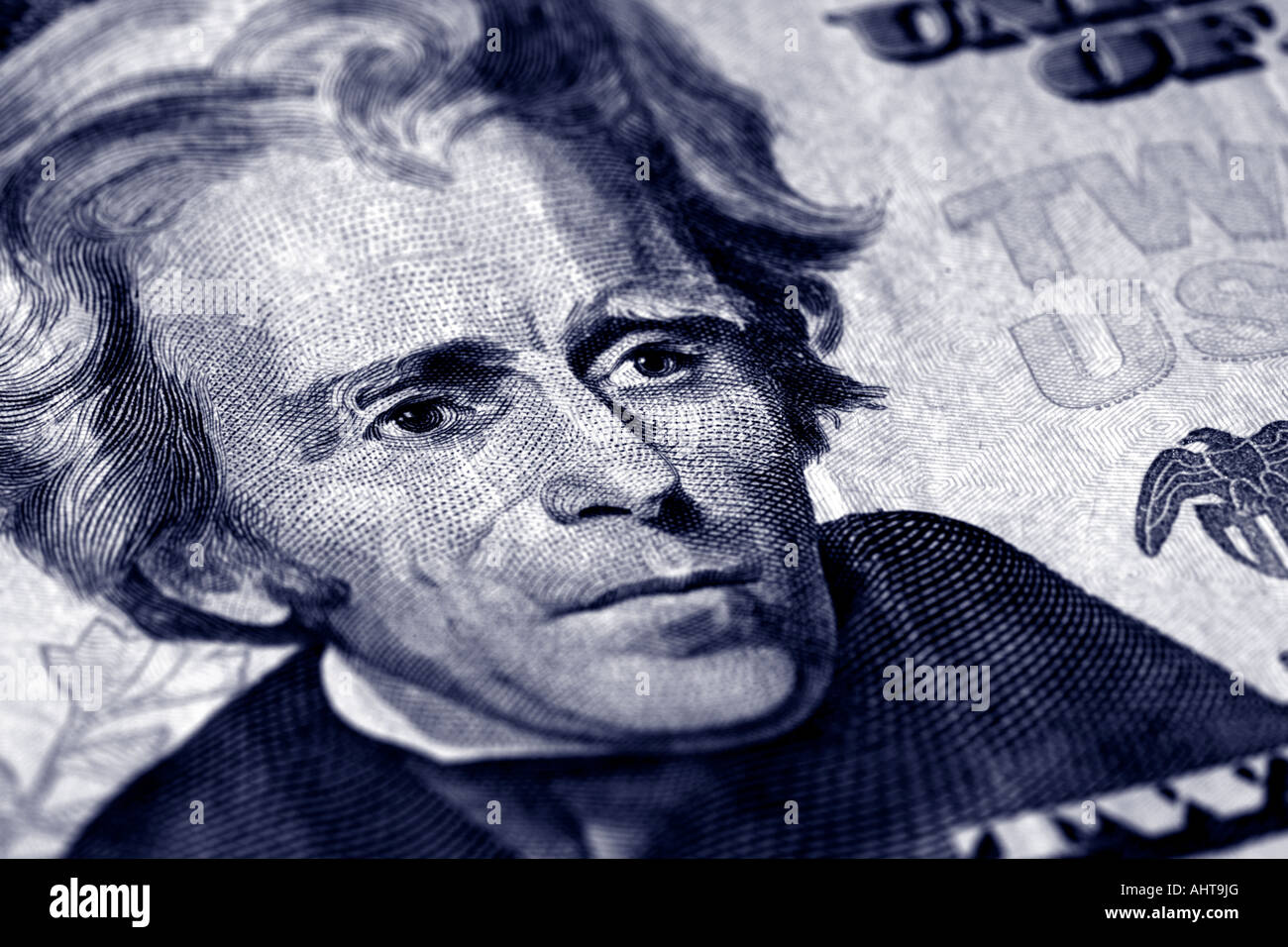 Andrew Jackson portrait on the face of a twenty dollar bill note Stock ...