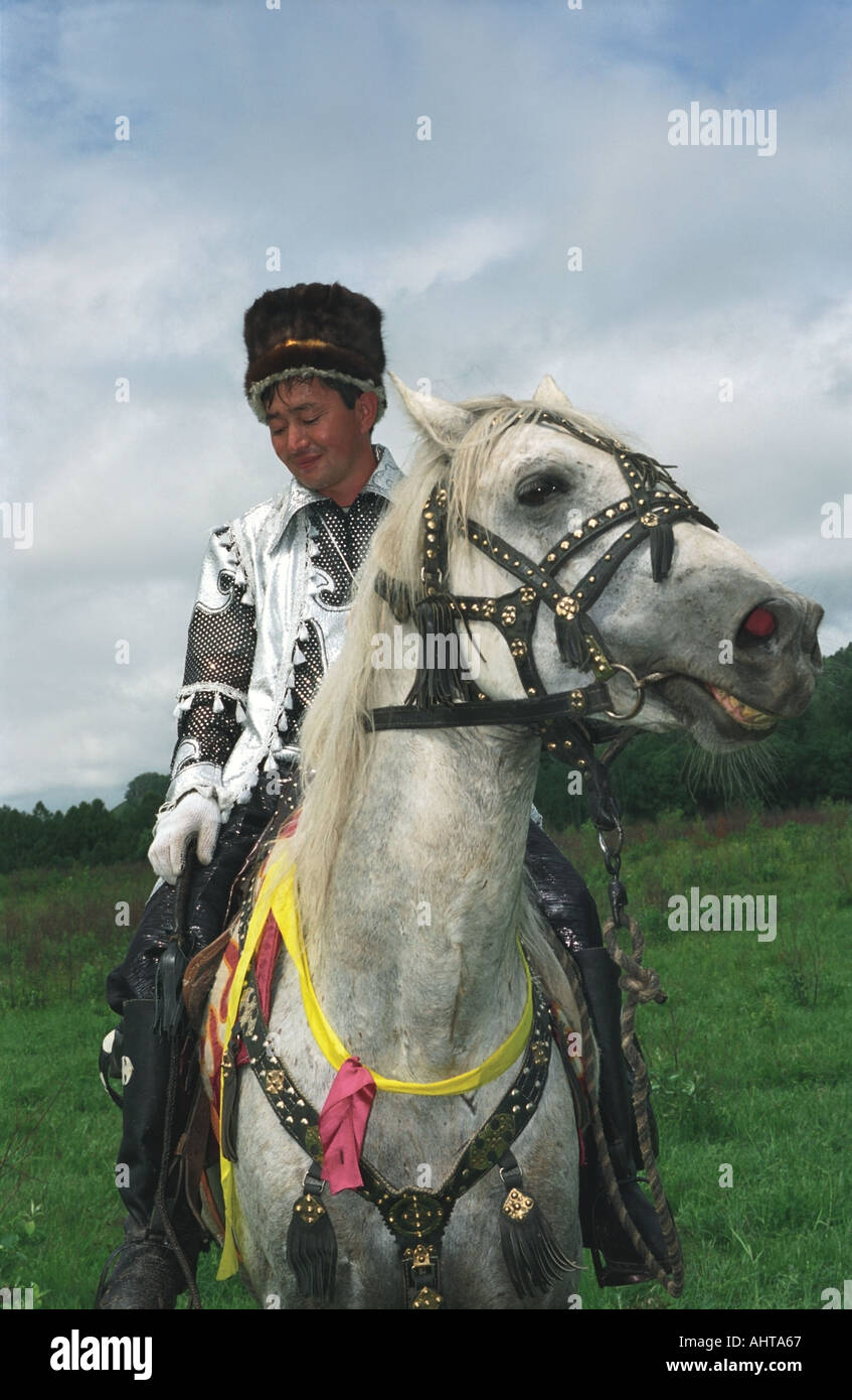 A horseman in national Altaic costume The cultural festival of small ...