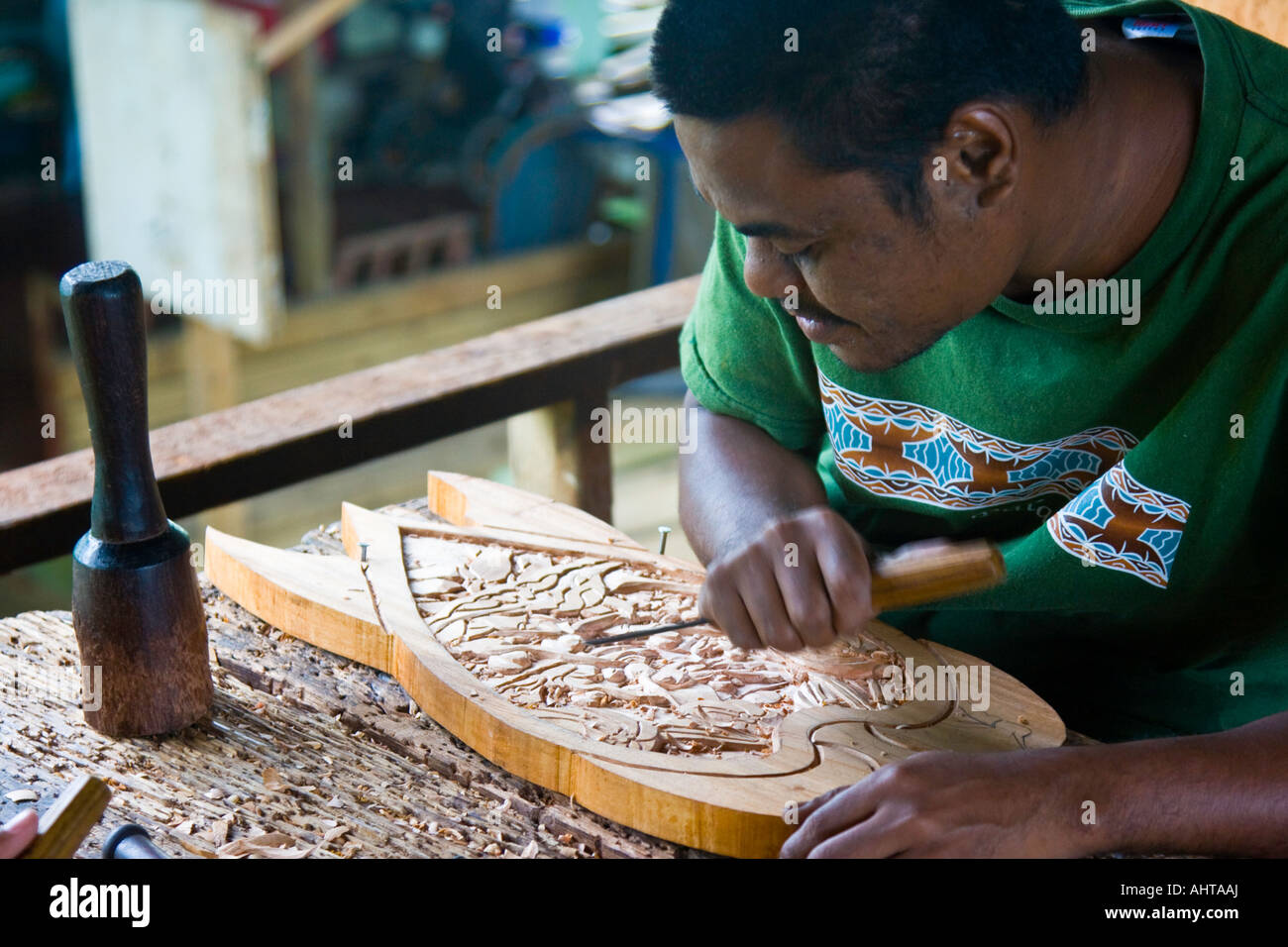 Carving a Traditional Storyboard Koror Palau Island Stock Photo - Alamy