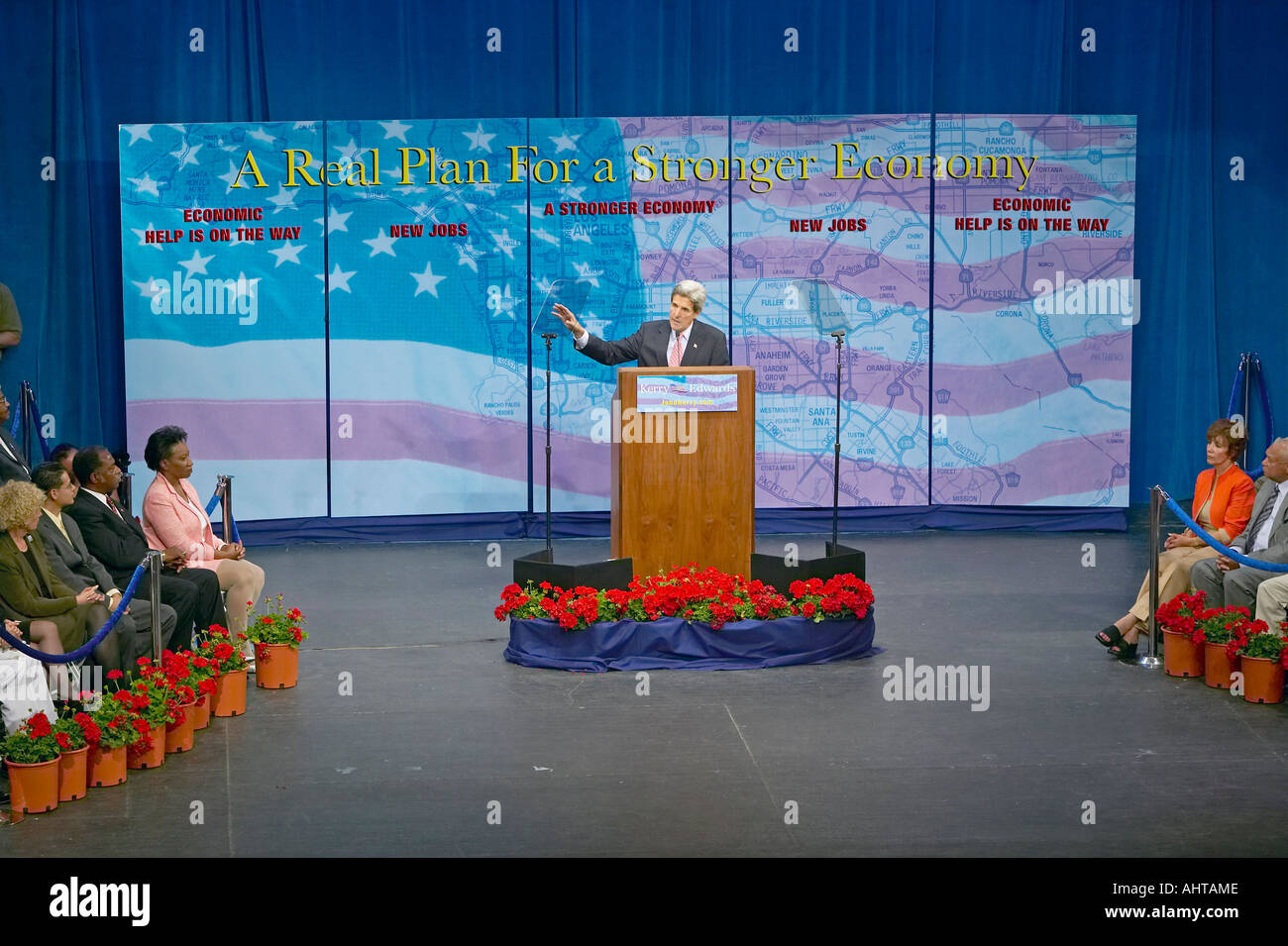 Senator John Kerry at podium of major policy address on the economy CSU ...