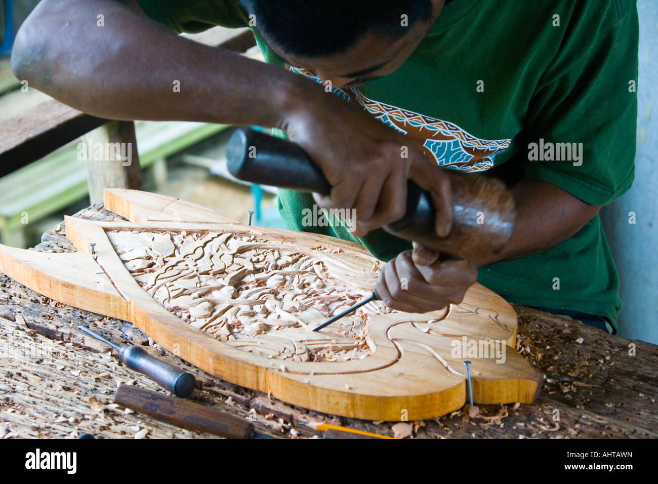 Carving a Traditional Storyboard Koror Palau Island Stock Photo - Alamy