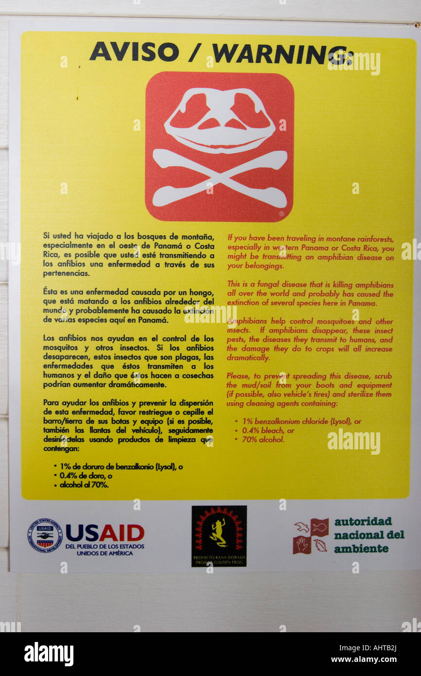 Warning sign for rainforest tourists Stock Photo - Alamy