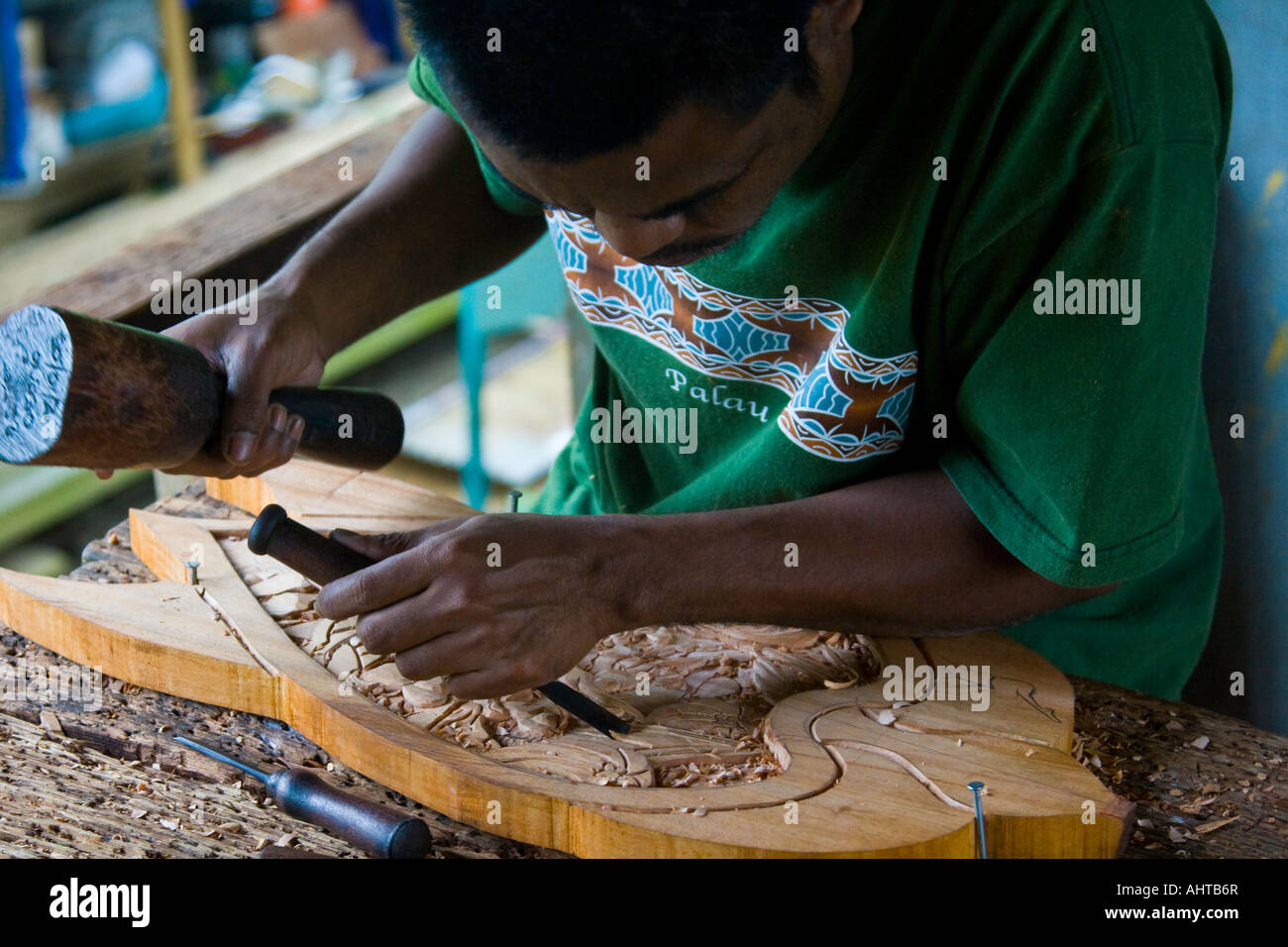 Carving a Traditional Storyboard Koror Palau Island Stock Photo - Alamy