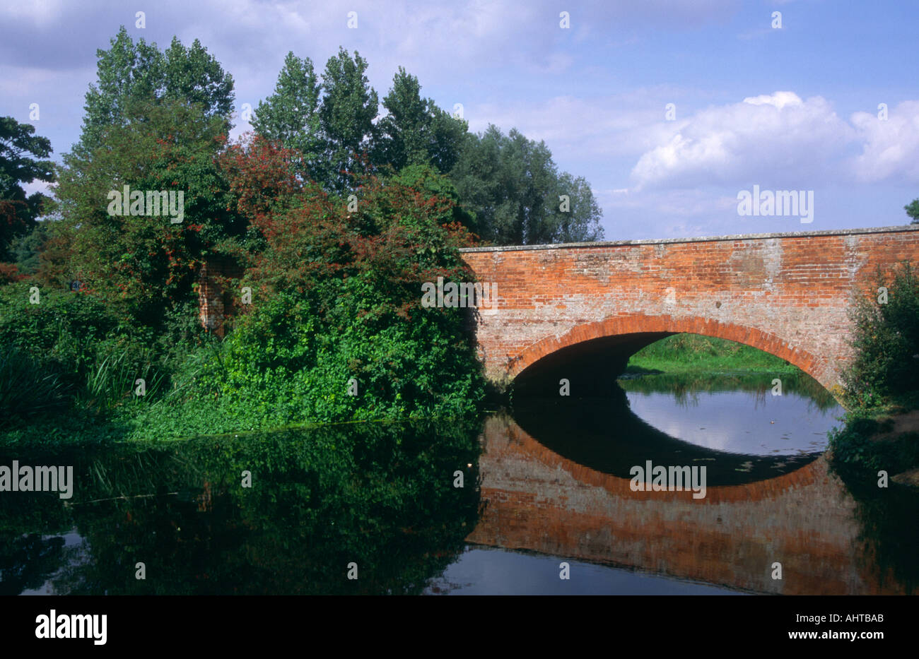 Red brick arched bridge River Deben Ufford Suffolk England Stock Photo ...