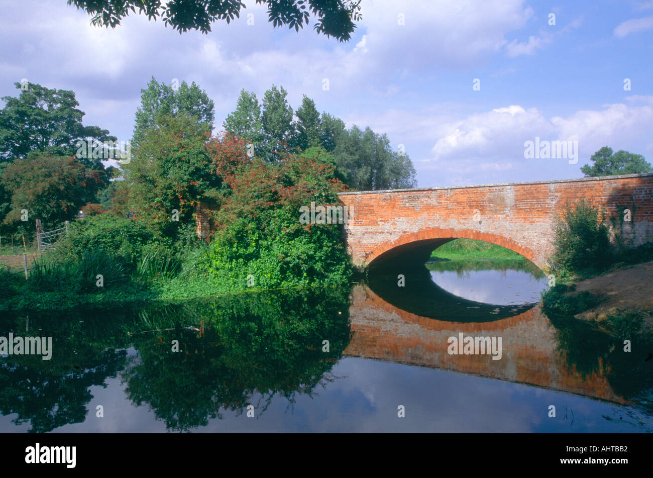 Red brick arched bridge River Deben Ufford Suffolk England Stock Photo ...