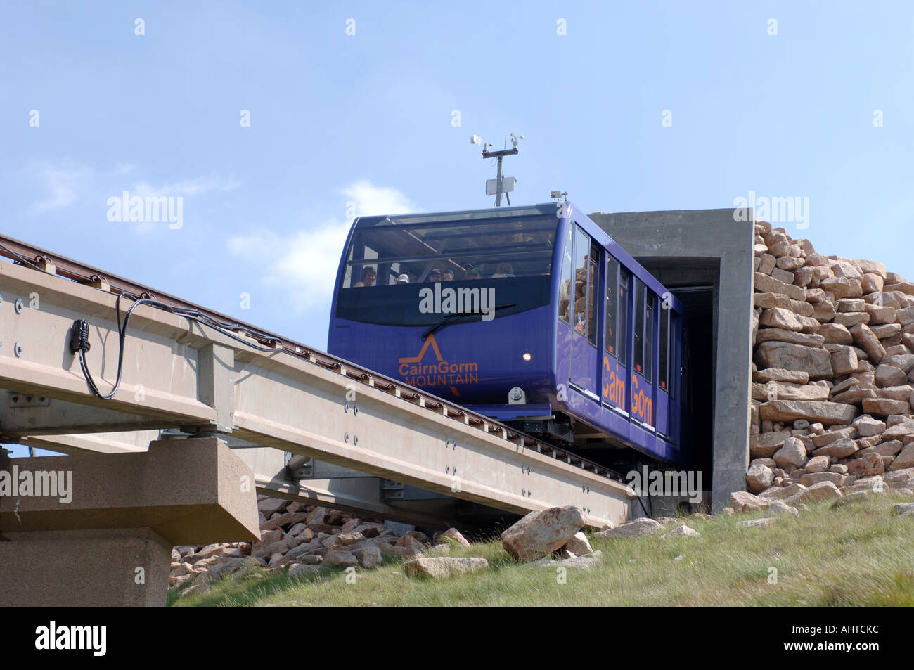 Cairngorm Mountain Funicular Railway emerging from the tunnel Aviemore ...