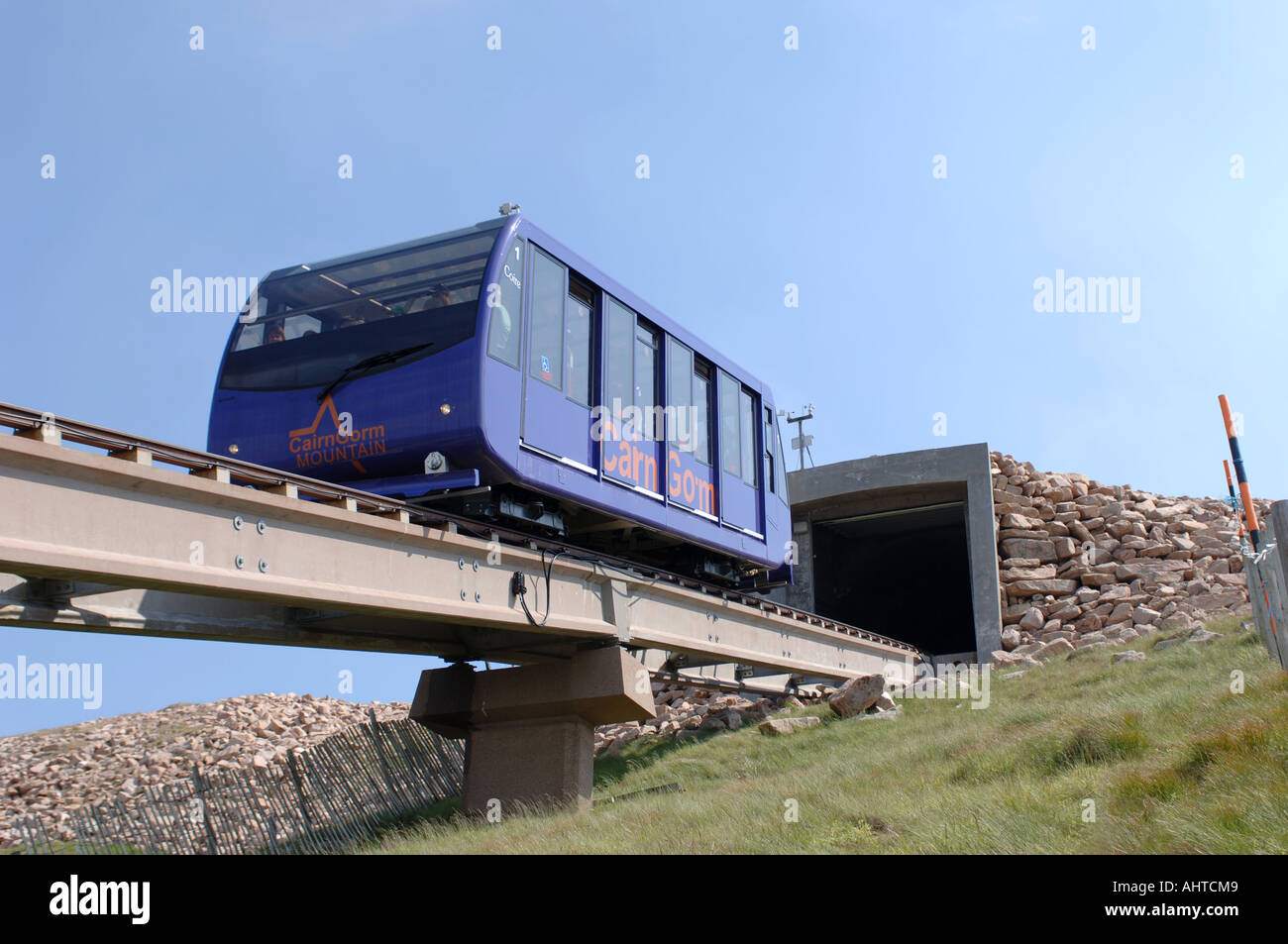 Cairngorm Mountain Funicular Railway emerging from the tunnel Aviemore ...