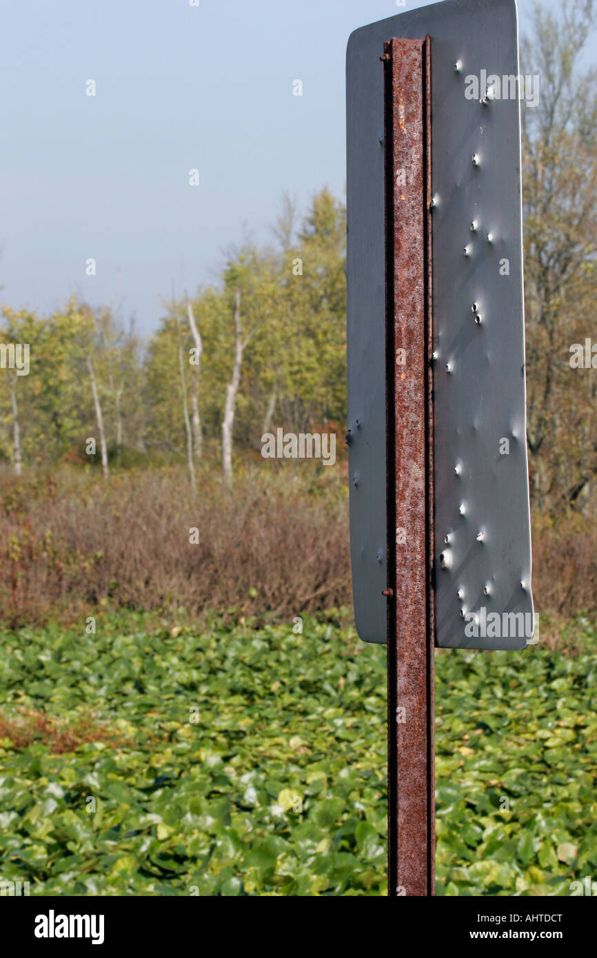 Sign with bullet holes Stock Photo - Alamy