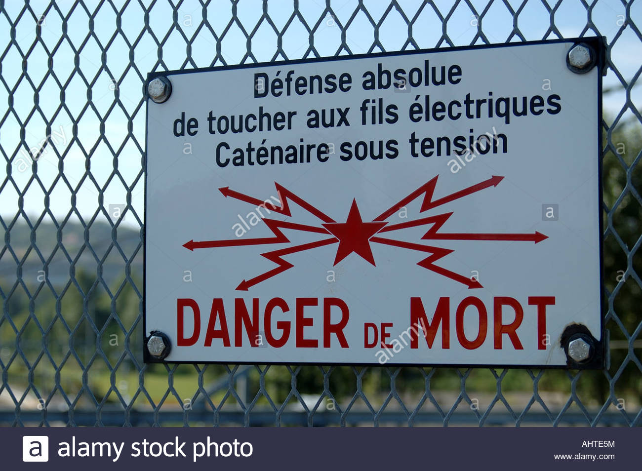 High Tension Danger Death Sign Stock Photos & High Tension Danger Death ...