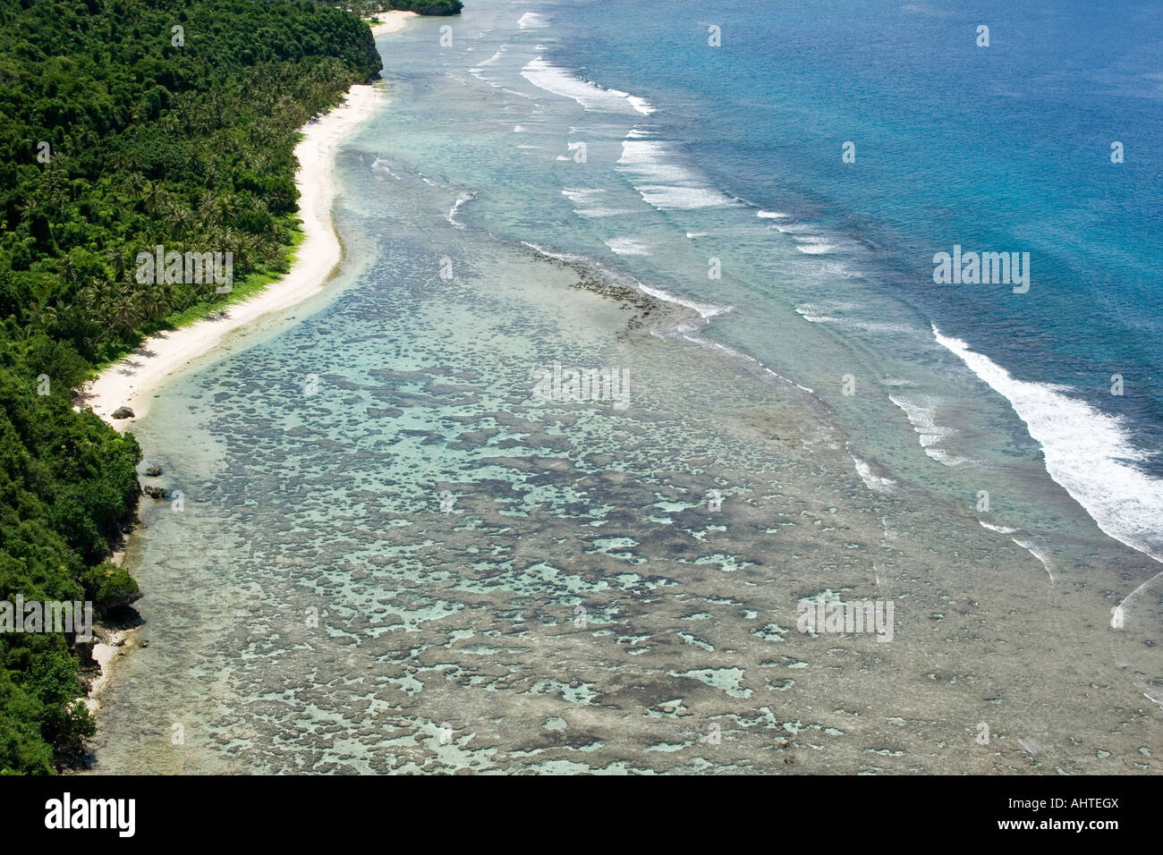 Coral Beach and Jungle Guam Stock Photo - Alamy