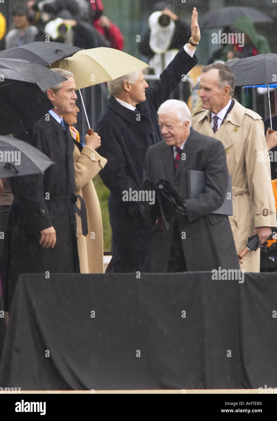 Former U S President Bill Clinton on stage accompanied by President ...