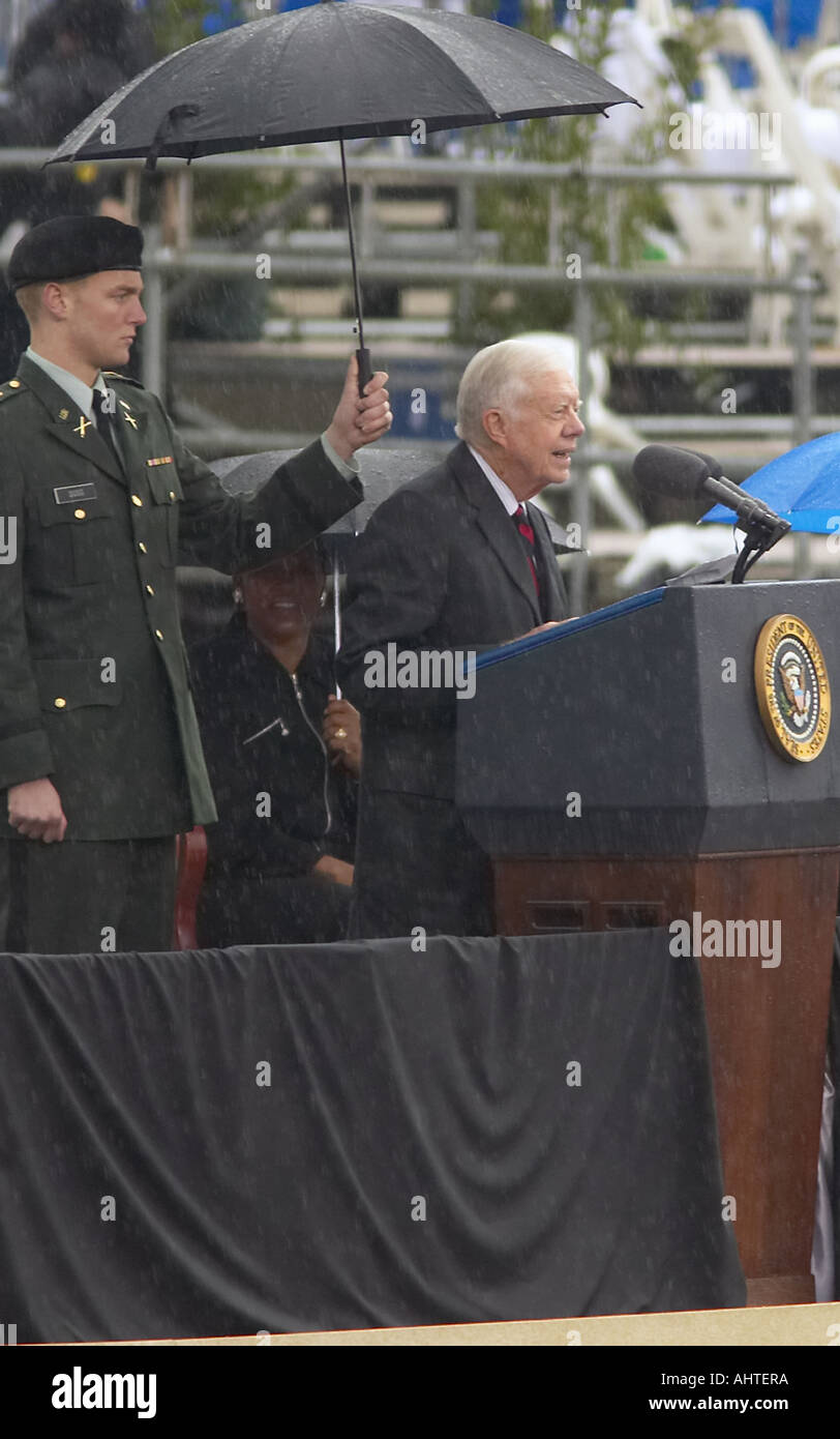 Former US President Jimmy Carter speaks during the grand opening ...