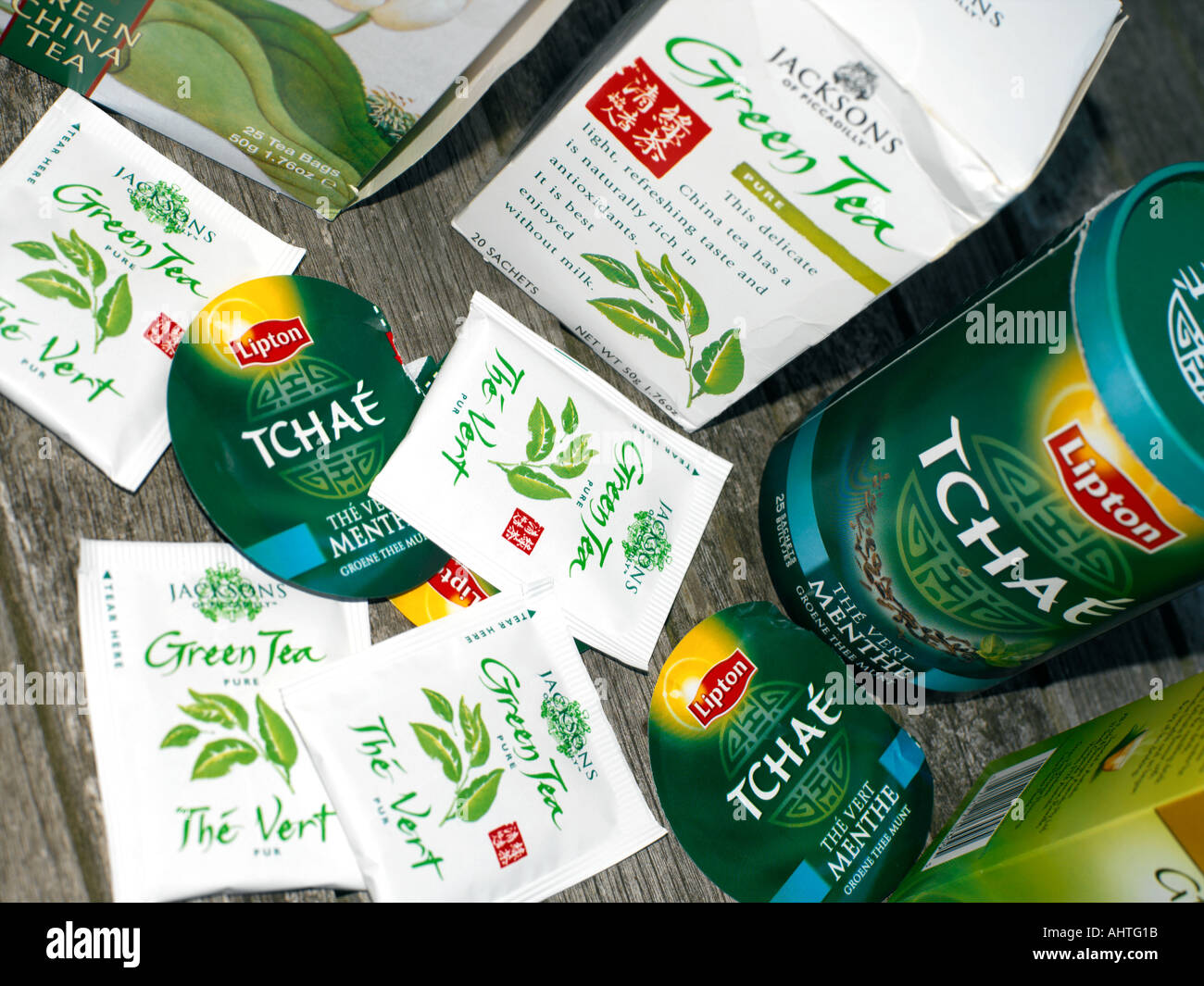 Packets of green tea hi-res stock photography and images - Alamy