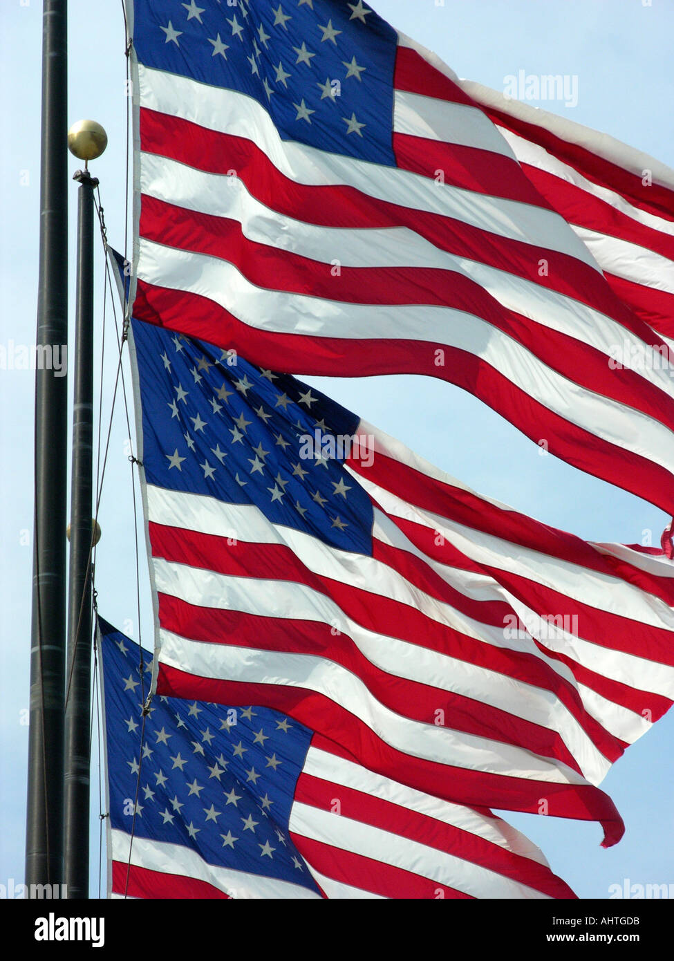 United State Flags fly in a breeze Stock Photo - Alamy